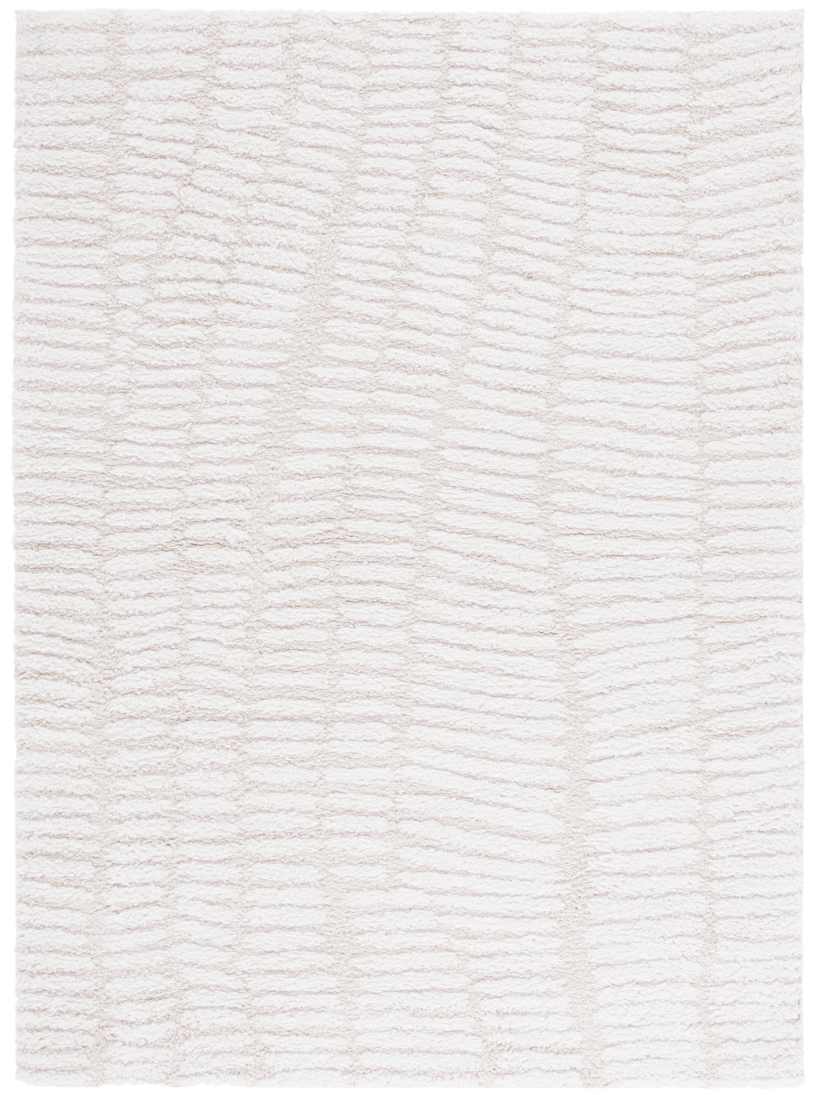 SAFAVIEH Rumi Janie Abstract Polyester Shag Area Rug, Ivory/Light Beige ...