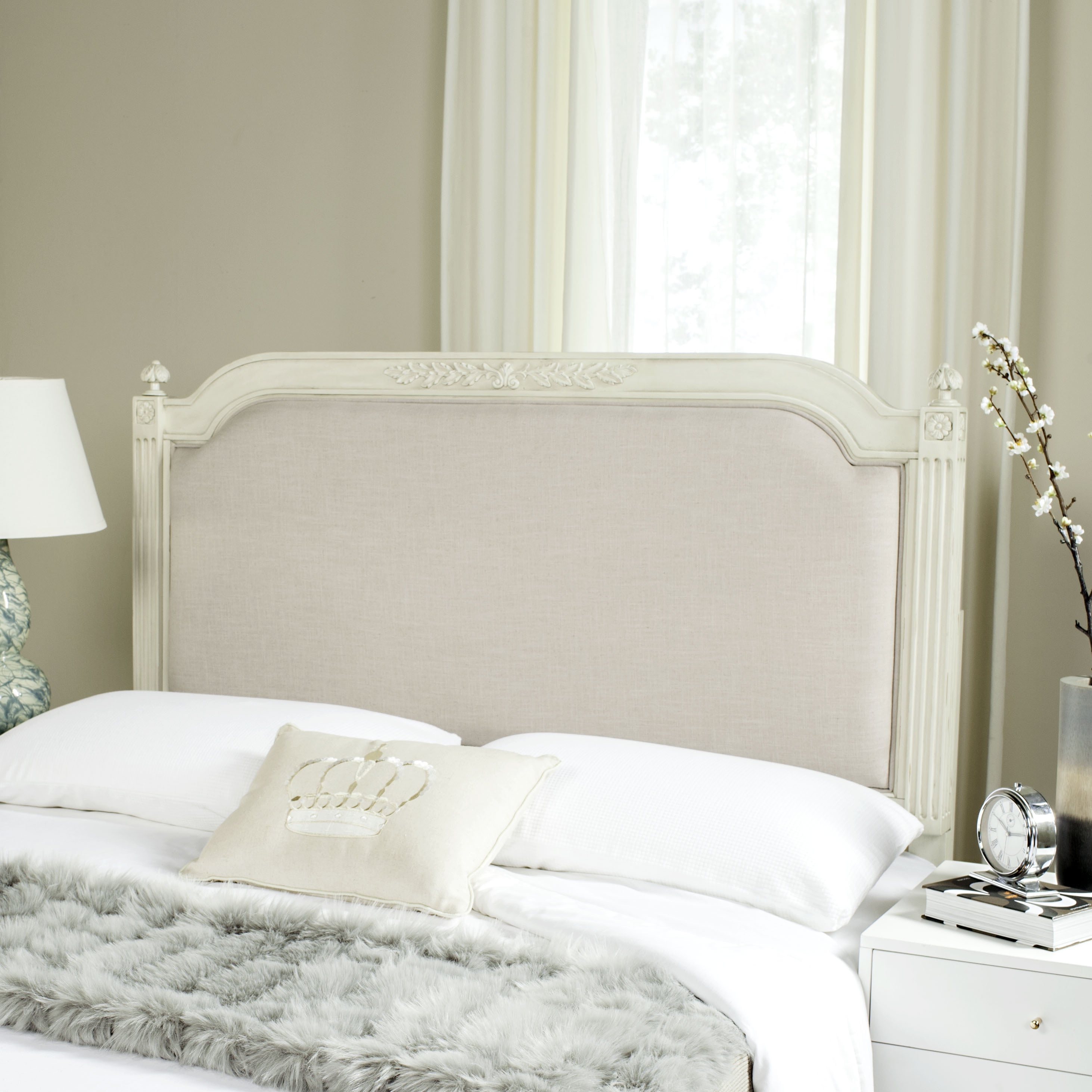 SAFAVIEH Rustic Wood Traditional Upholstered Headboard Full Taupe Walmart