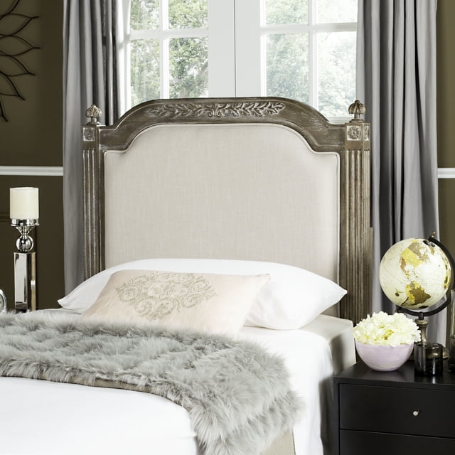 SAFAVIEH Rustic Wood Traditional Upholstered Headboard, Twin, Beige ...