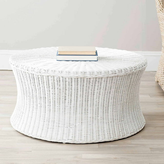 SAFAVIEH Ruxton Solid Bohemian Nautical Round Coffee Table, White ...