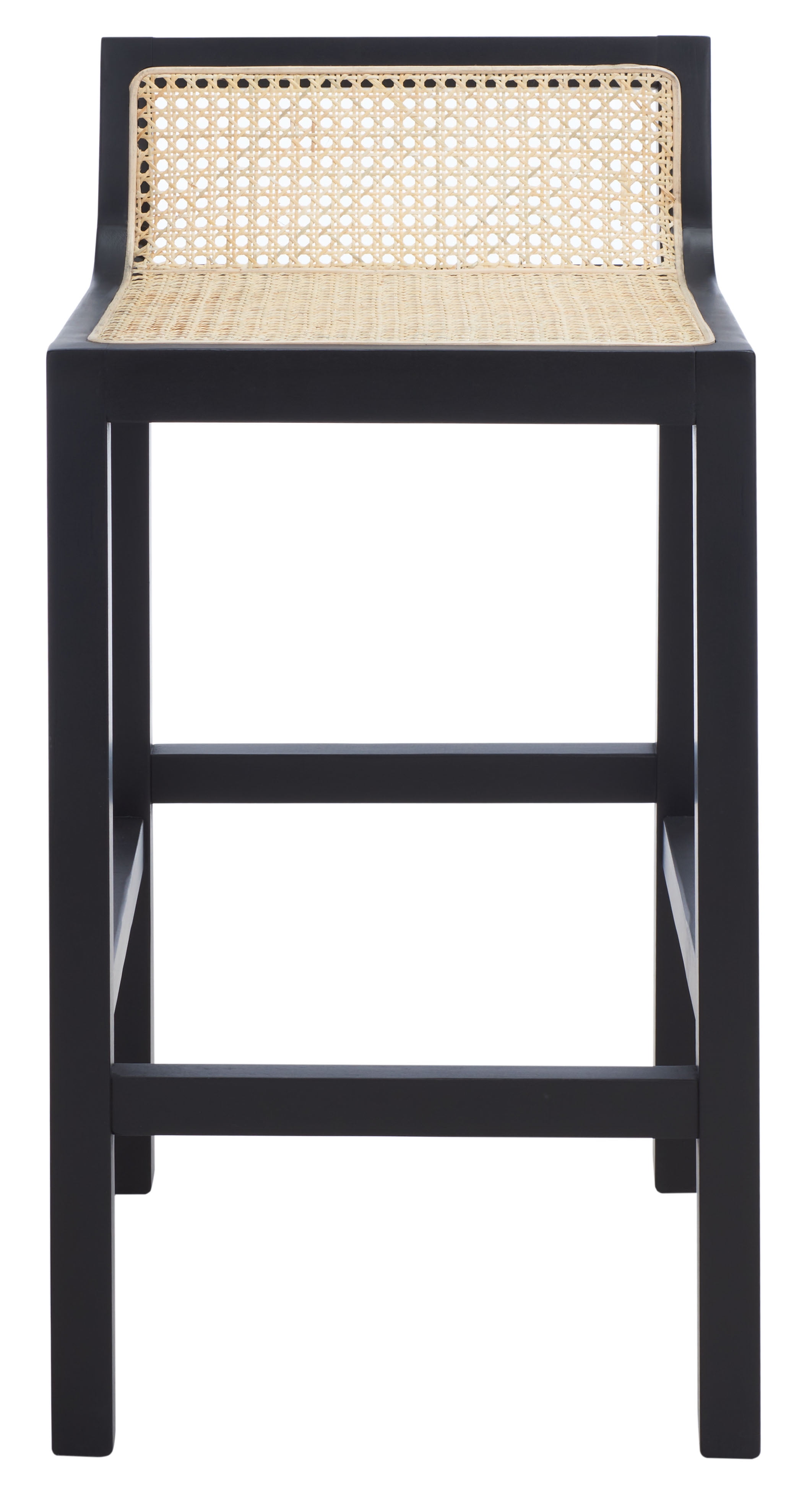 SAFAVIEH Saito Square Low Back Counter Stool, Black/Natural - Walmart.com