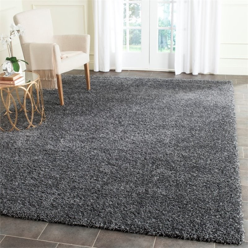 SAFAVIEH Santa Monica Chelsey Solid Shag Area Rug, Dark Grey, 9' x 12 ...