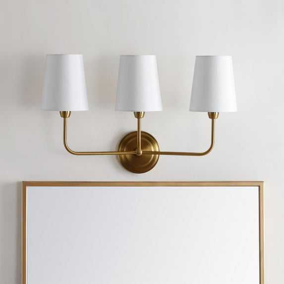 SAFAVIEH Sawyer 3-Light 13" Solid Glam Hardwire Wall Sconce, Brass Gold - Walmart.com