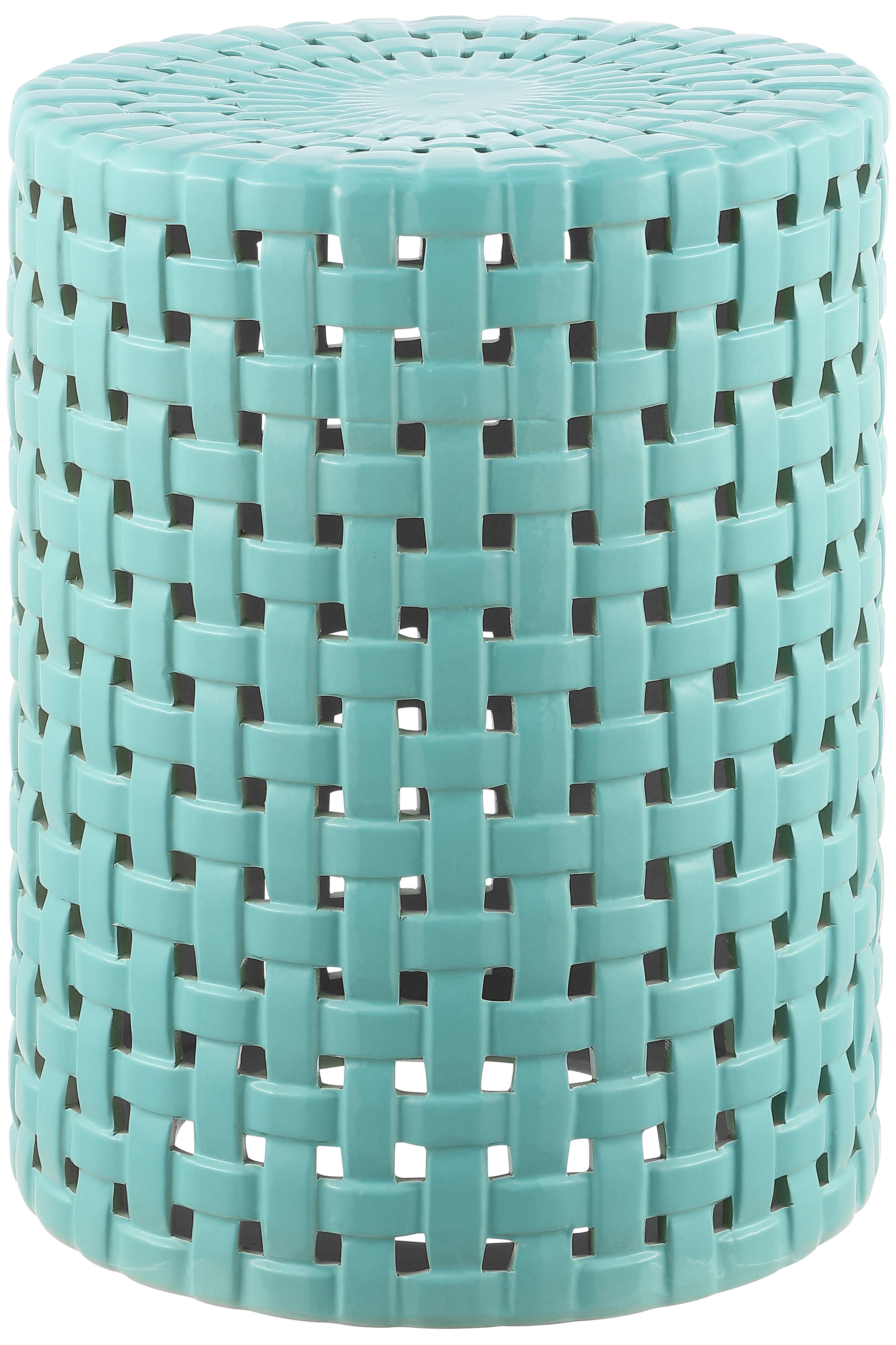 SAFAVIEH Sayre 18" Modern Geometric Ceramic Garden Stool, Robins Egg ...