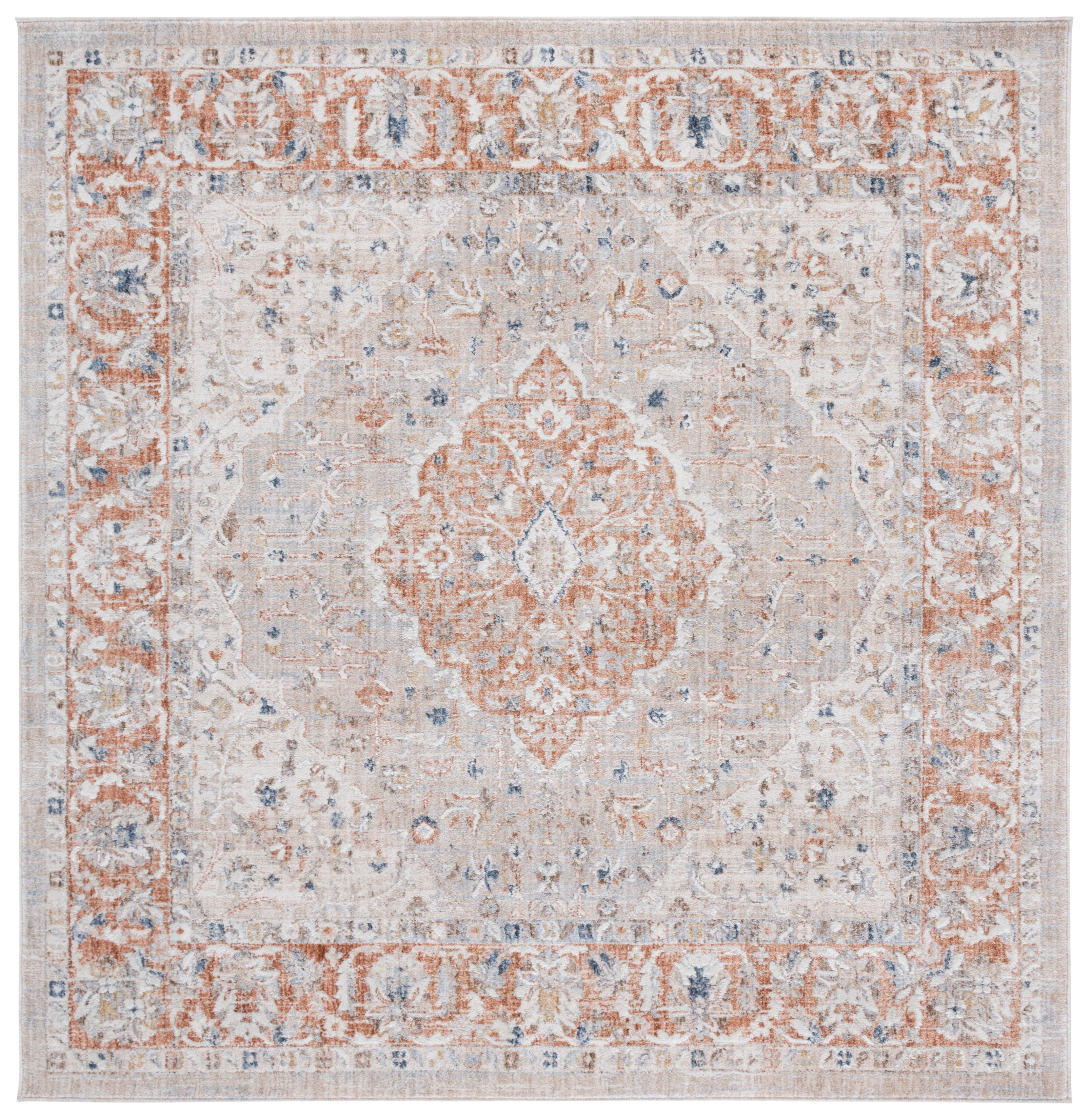 SAFAVIEH Scarlett Clara Medallion Area Rug, Beige/Ivory Rust, 6'7" x 6 ...