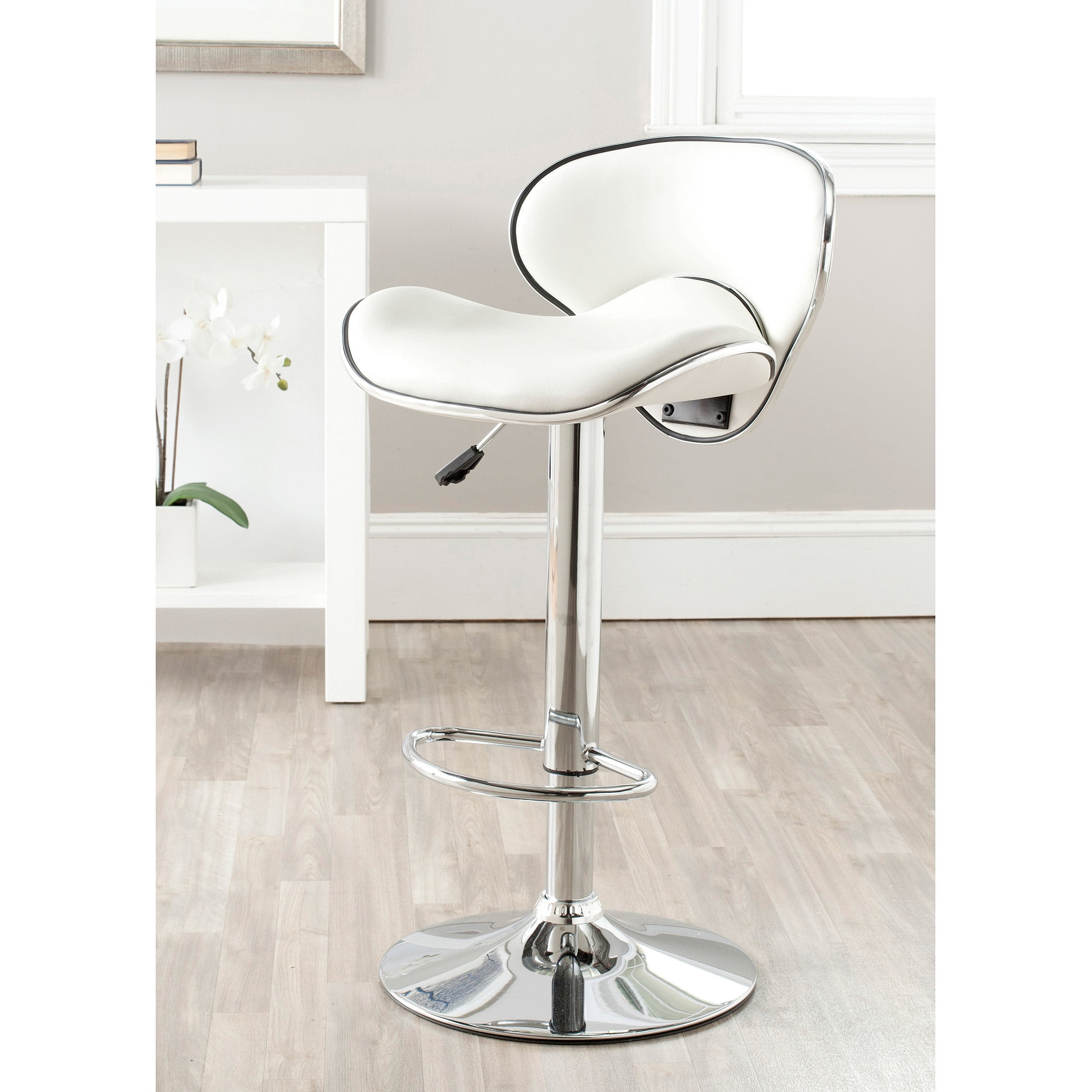 SAFAVIEH Shambi 37.8" Bicast Leather Barstool, White - Walmart.com