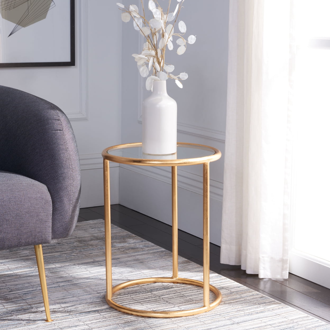 SAFAVIEH Shay Glass Top Gold Leaf Accent Table Gold /Clear - Walmart.com