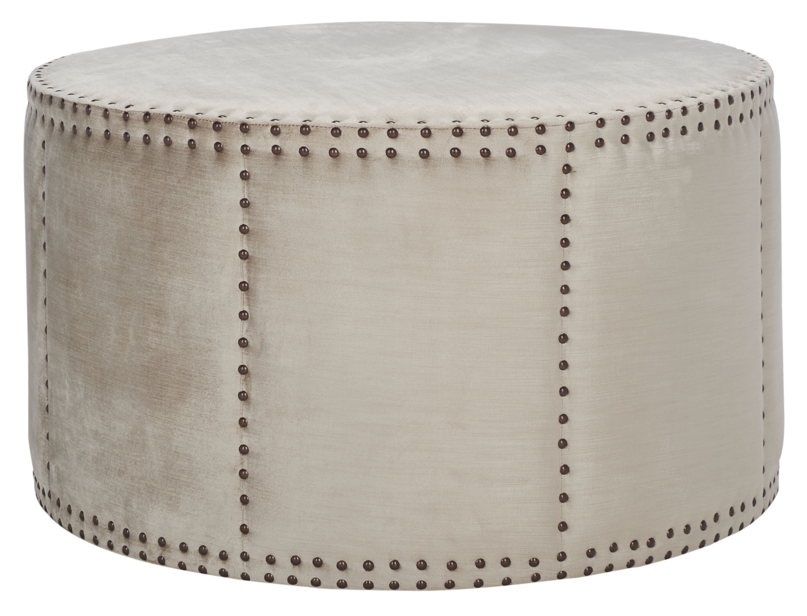 SAFAVIEH Sherri Classic Round Cocktail Ottoman w/ Nail Heads, Antique ...
