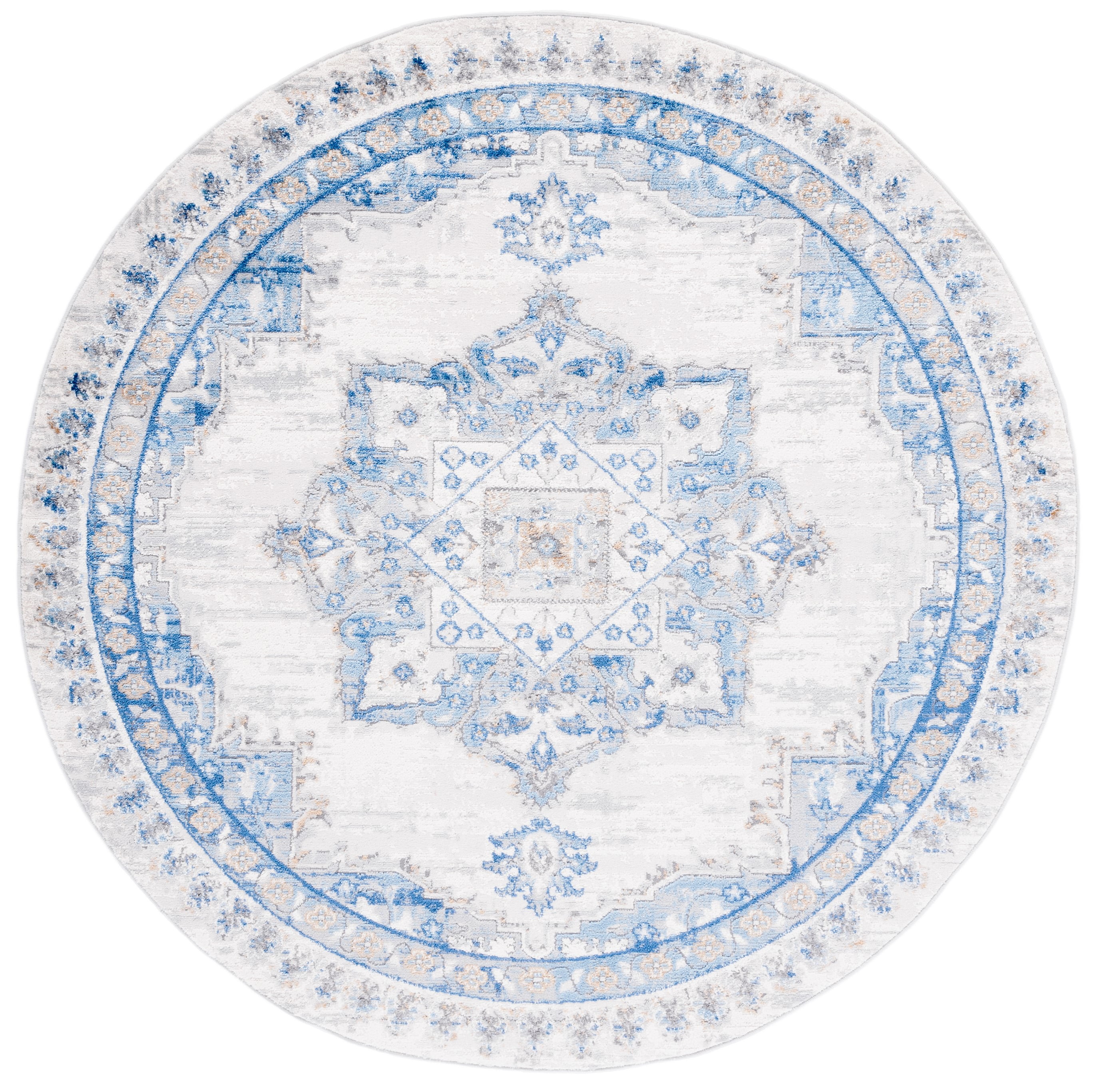 SAFAVIEH Shivan Henrika Traditional Distressed Area Rug, Ivory/Blue, 6 ...