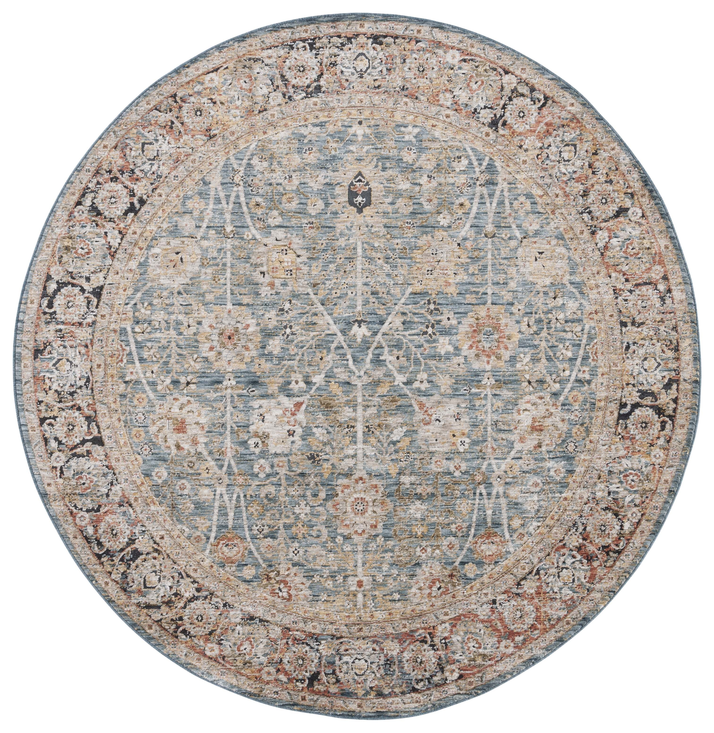SAFAVIEH Silverado Ormonde Oriental Polyester Area Rug, Blue/Rust, 6'4 ...
