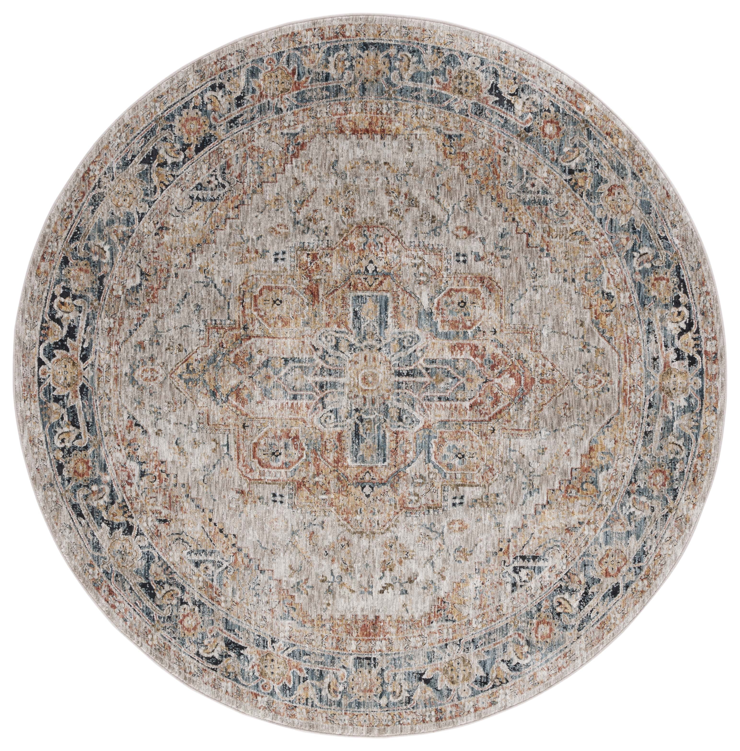 SAFAVIEH Silverado Sebastian Medallion Polyester Area Rug, Ivory/Blue ...