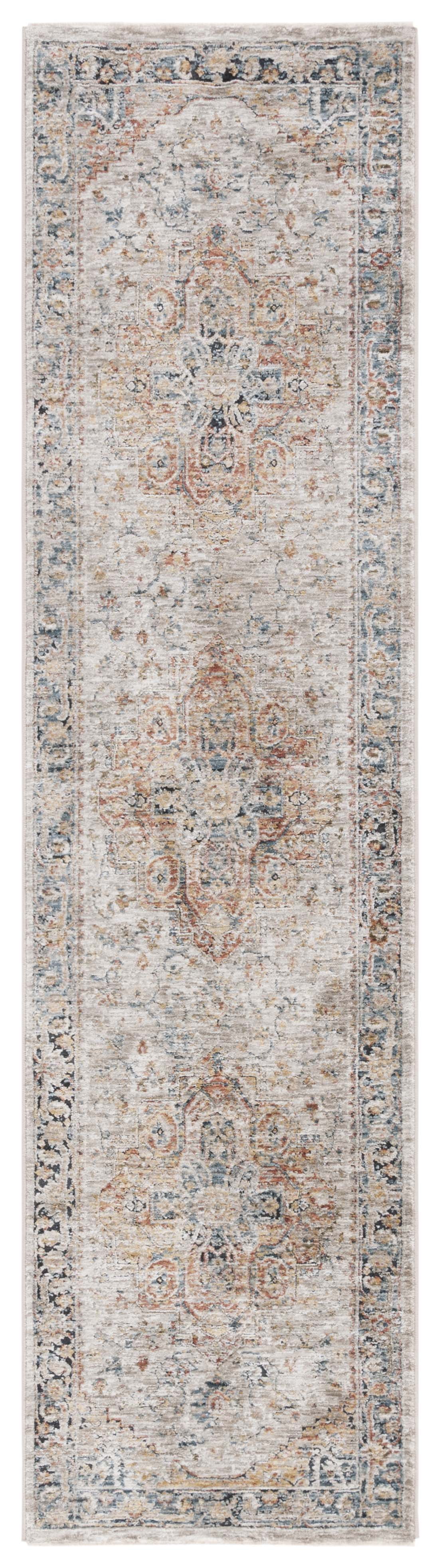 SAFAVIEH Silverado Sebastian Medallion Polyester Runner Rug, Ivory/Blue ...