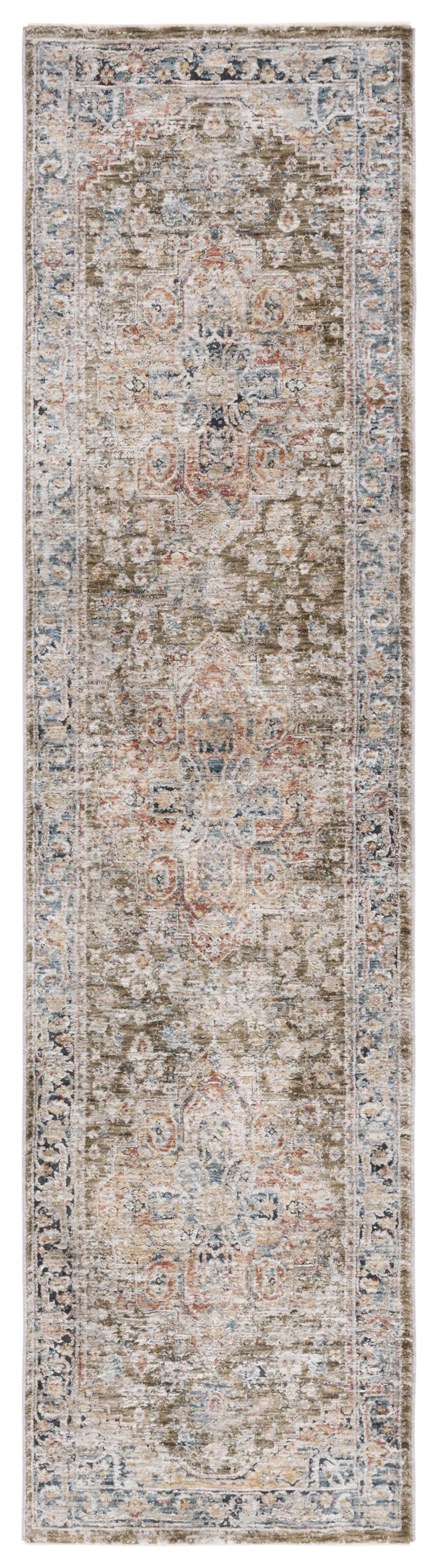 SAFAVIEH Silverado Sebastian Medallion Polyester Runner Rug, Sage/Blue ...