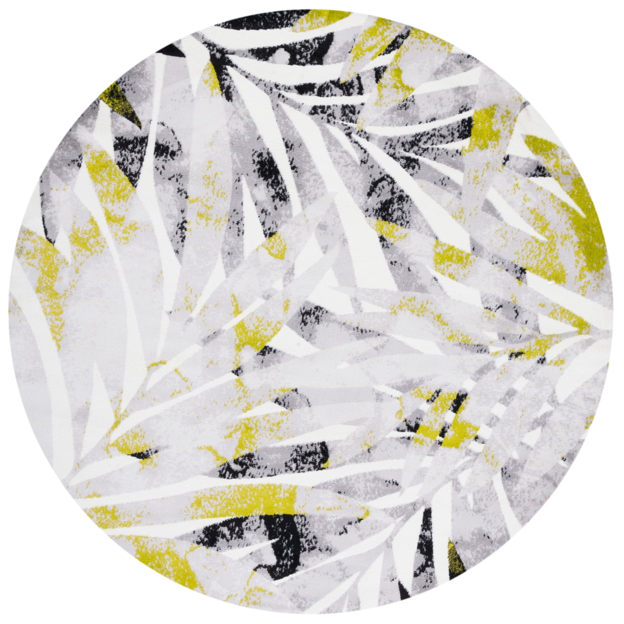 SAFAVIEH Skyler Bosworth Leaves Area Rug, Black/Green, 6'7" x 6'7 ...