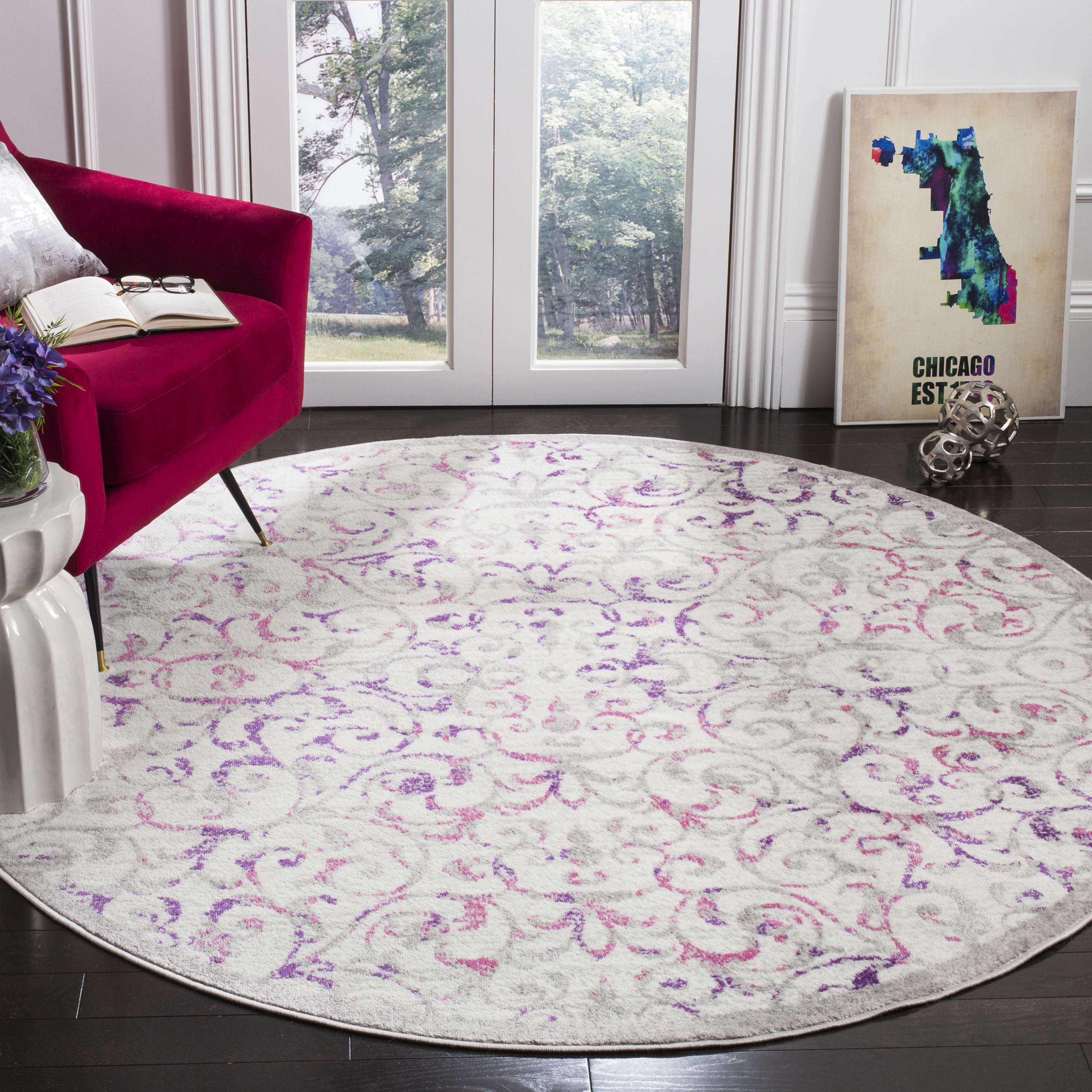SAFAVIEH Skyler Collection SKY198F Ivory / Pink Rug - Walmart.com