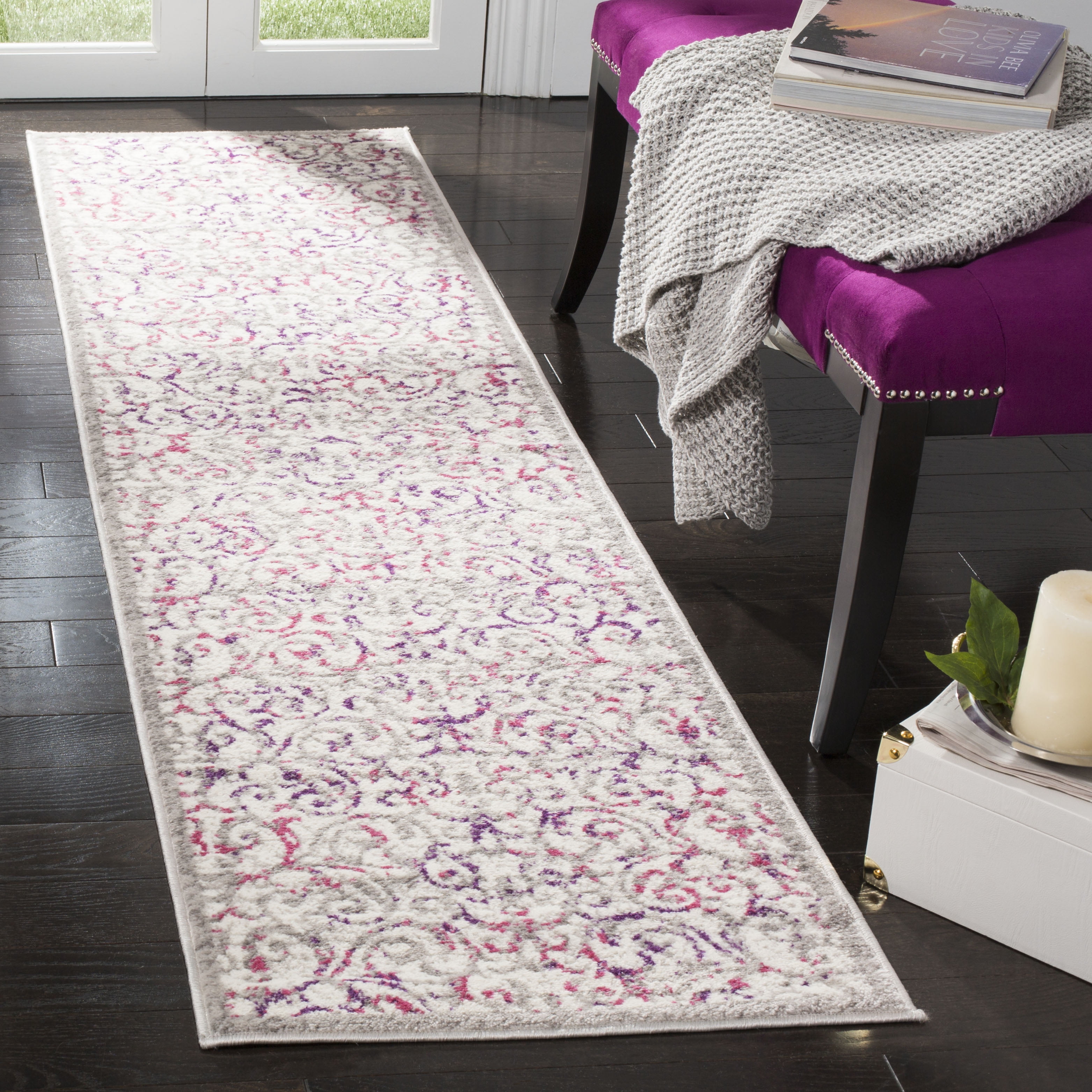 Safavieh Skyler Ivory Pink Floral Runner Rug, 2' x 8', Contemporary ...