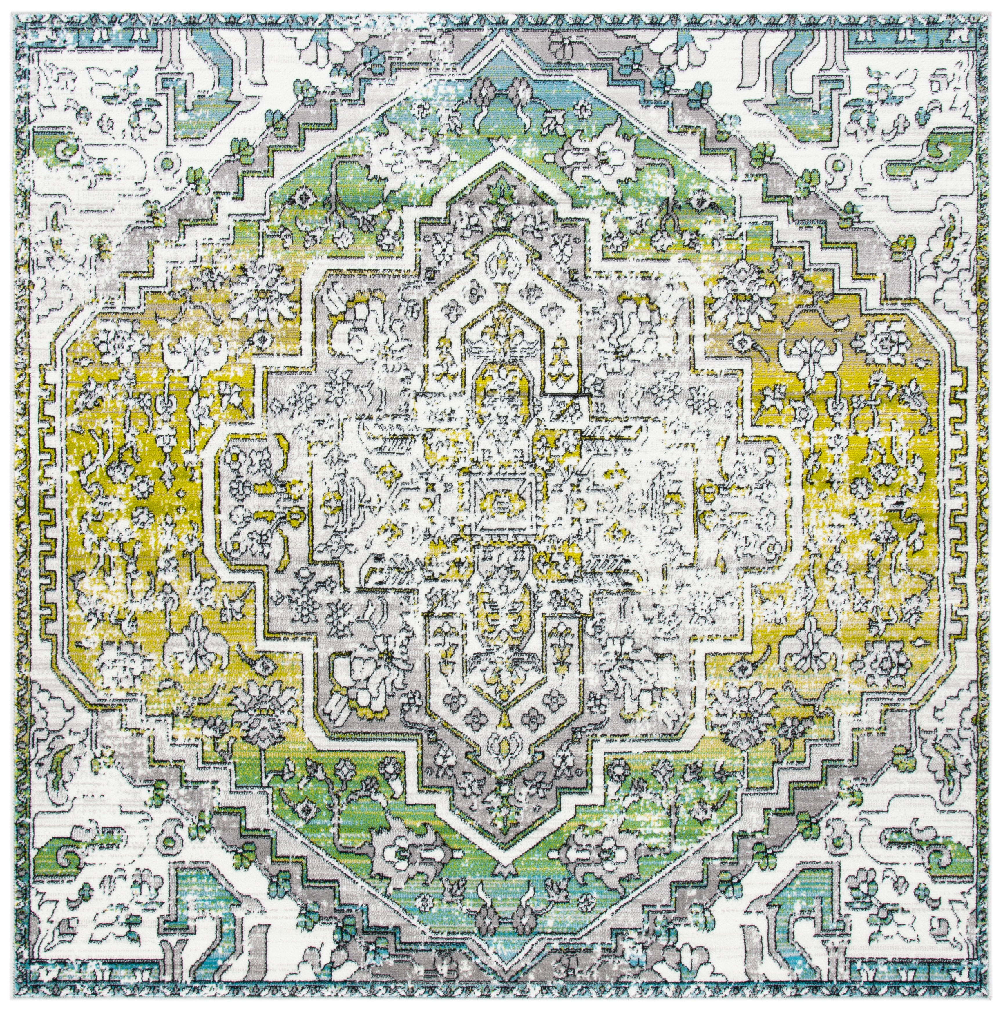 SAFAVIEH Skyler Jayce Oriental Area Rug, Green/Ivory, 6'7" x 6'7 ...