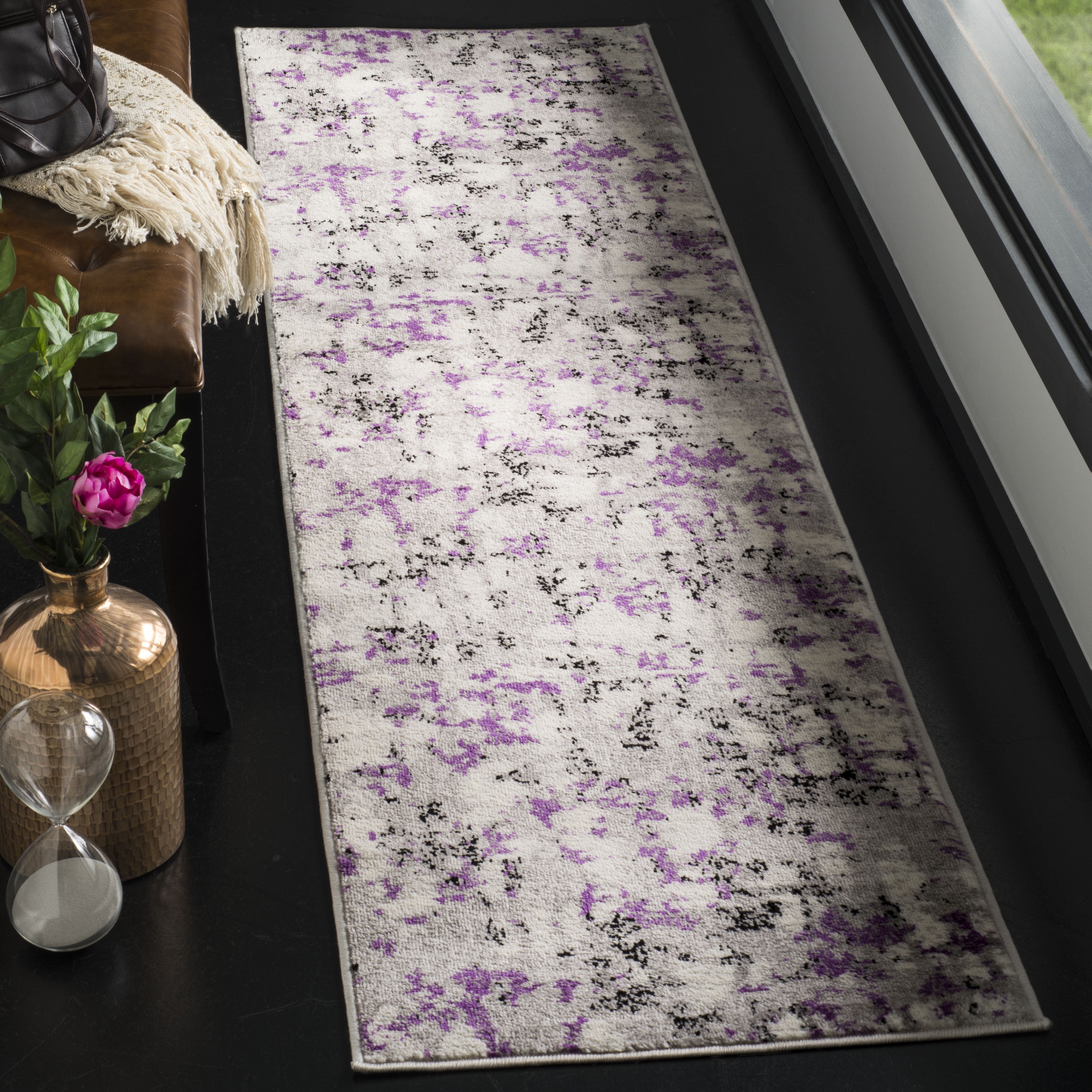SAFAVIEH Skyler Langston Abstract Runner Rug, Grey/Purple, 2' x 8 ...