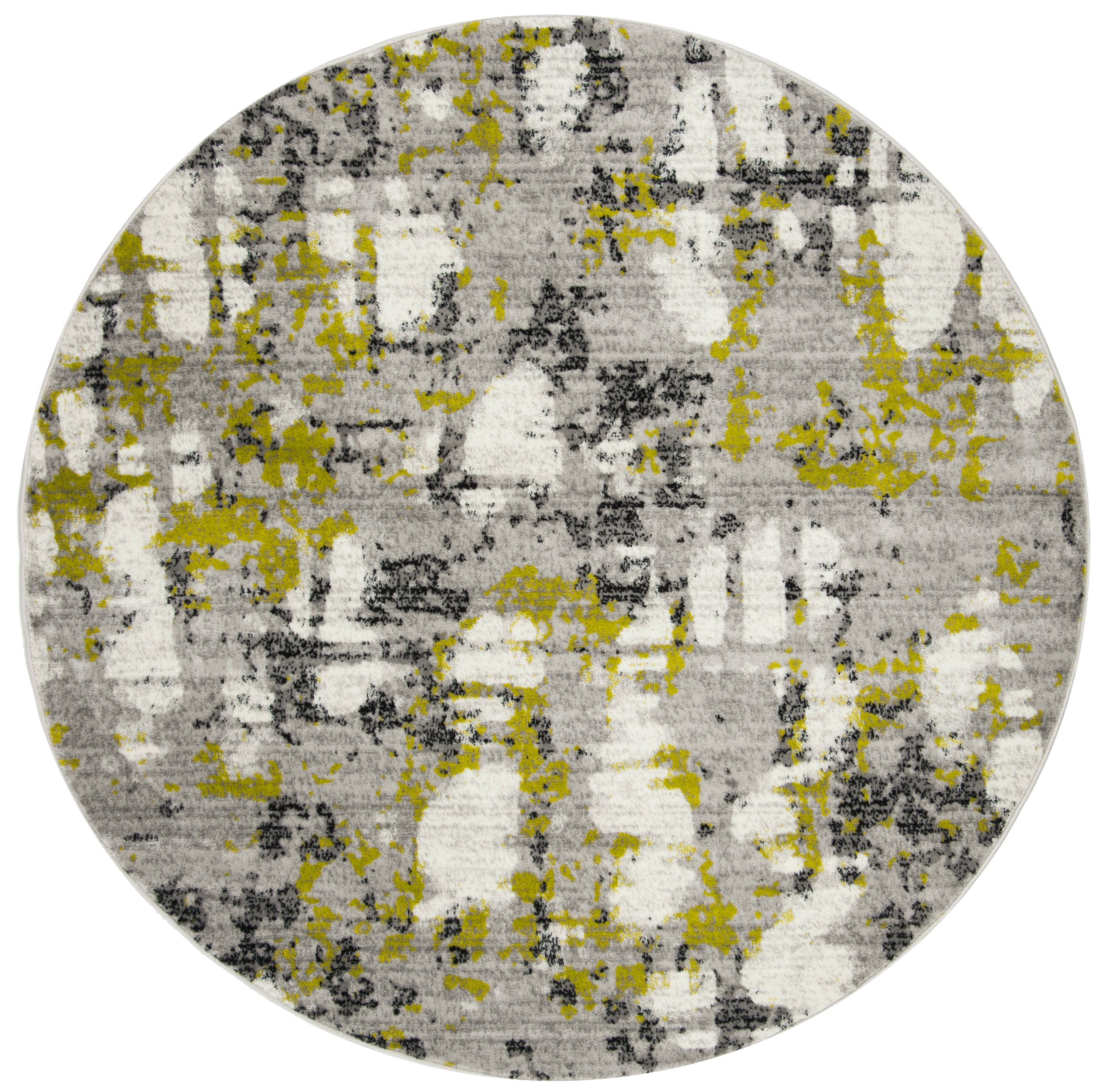 SAFAVIEH Skyler Langston Distressed Area Rug, Grey/Green, 8' x 8' Round ...