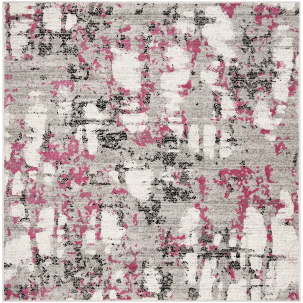 SAFAVIEH Skyler Langston Distressed Area Rug, Grey/Pink, 4' x 4' Square ...