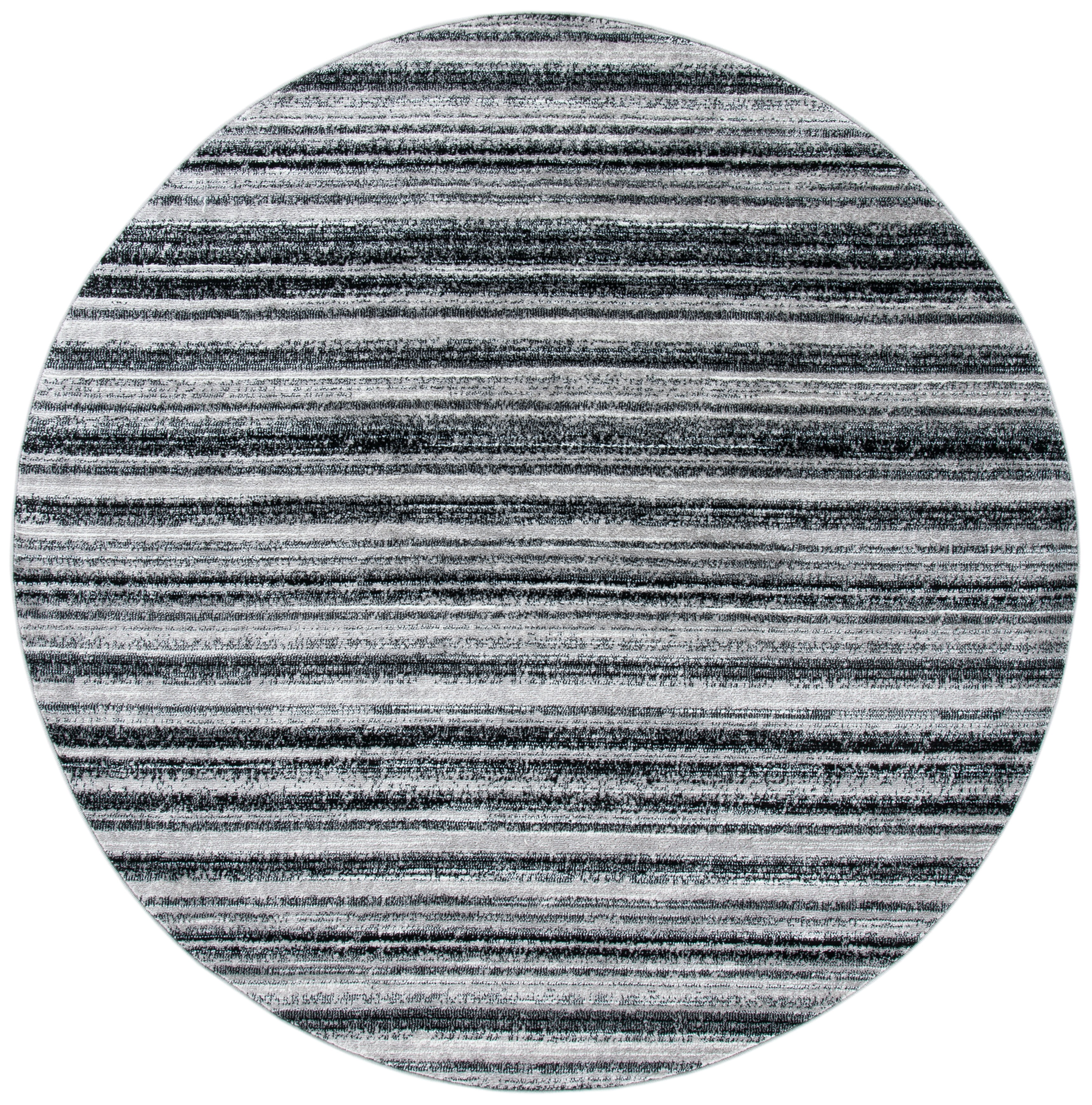 SAFAVIEH Skyler Orval Striped Area Rug, Grey/Black, 6'7" x 6'7" Round ...