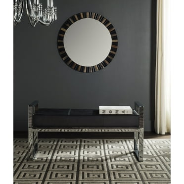 SAFAVIEH Zarya Modern Glam Rectangular Tufted Bench, Grey/Brass ...