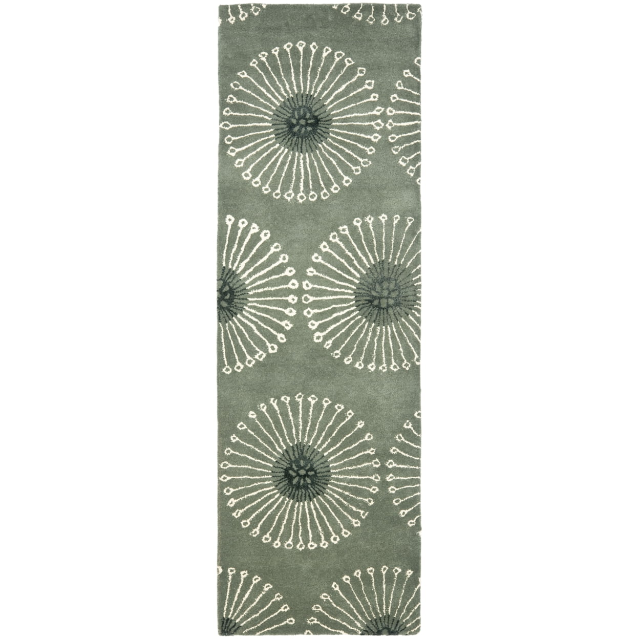 SAFAVIEH Soho Adeline Floral Wool Runner Rug, Grey/Ivory, 2'6" x 6 ...