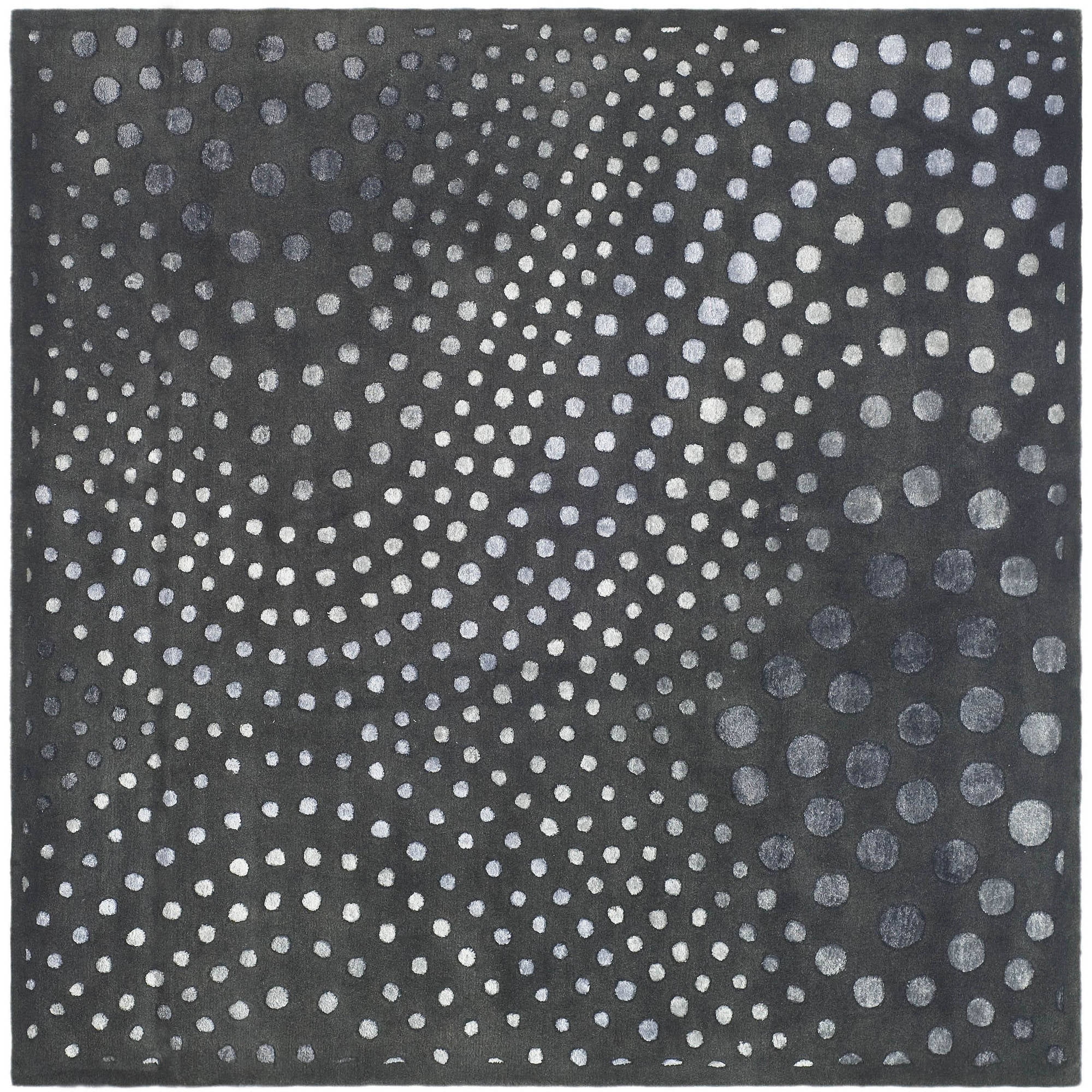 SAFAVIEH Soho Andrew Polka Dots Wool Area Rug, Dark Grey, 6' x 6 ...