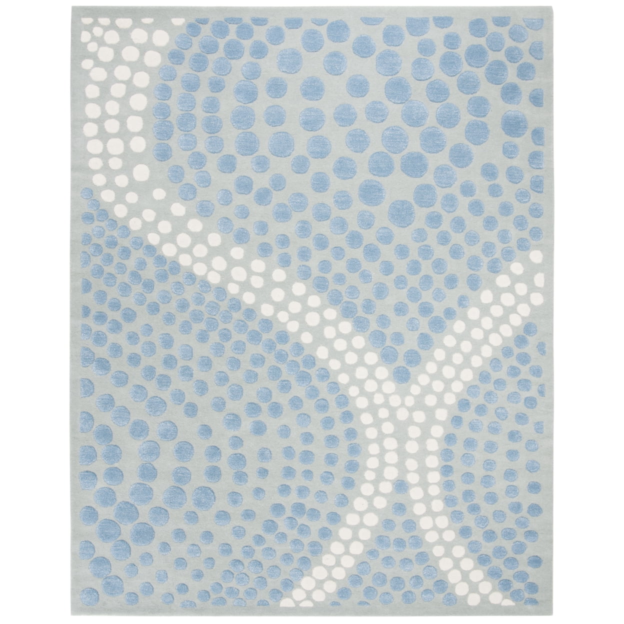 SAFAVIEH Soho Andrew Polka Dots Wool Area Rug, Light Blue, 6' x 6 ...