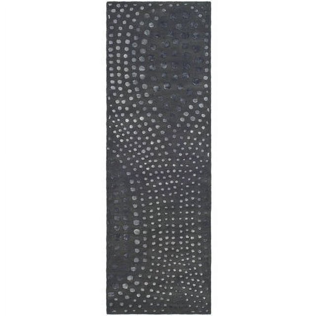 SAFAVIEH Soho Andrew Polka Dots Wool Runner Rug, Dark Grey, 2'6" x 6 ...