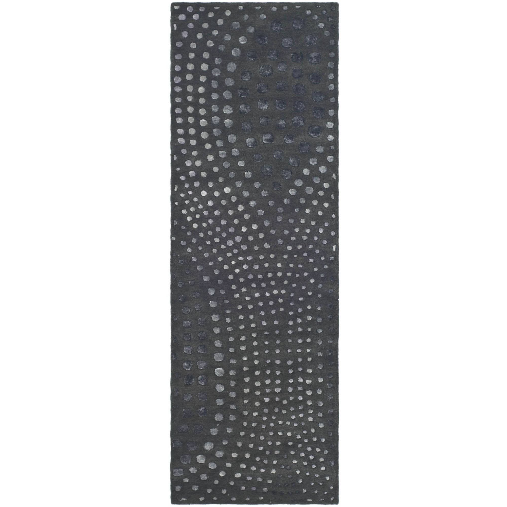 SAFAVIEH Soho Andrew Polka Dots Wool Runner Rug, Dark Grey, 2'6" x 8 ...