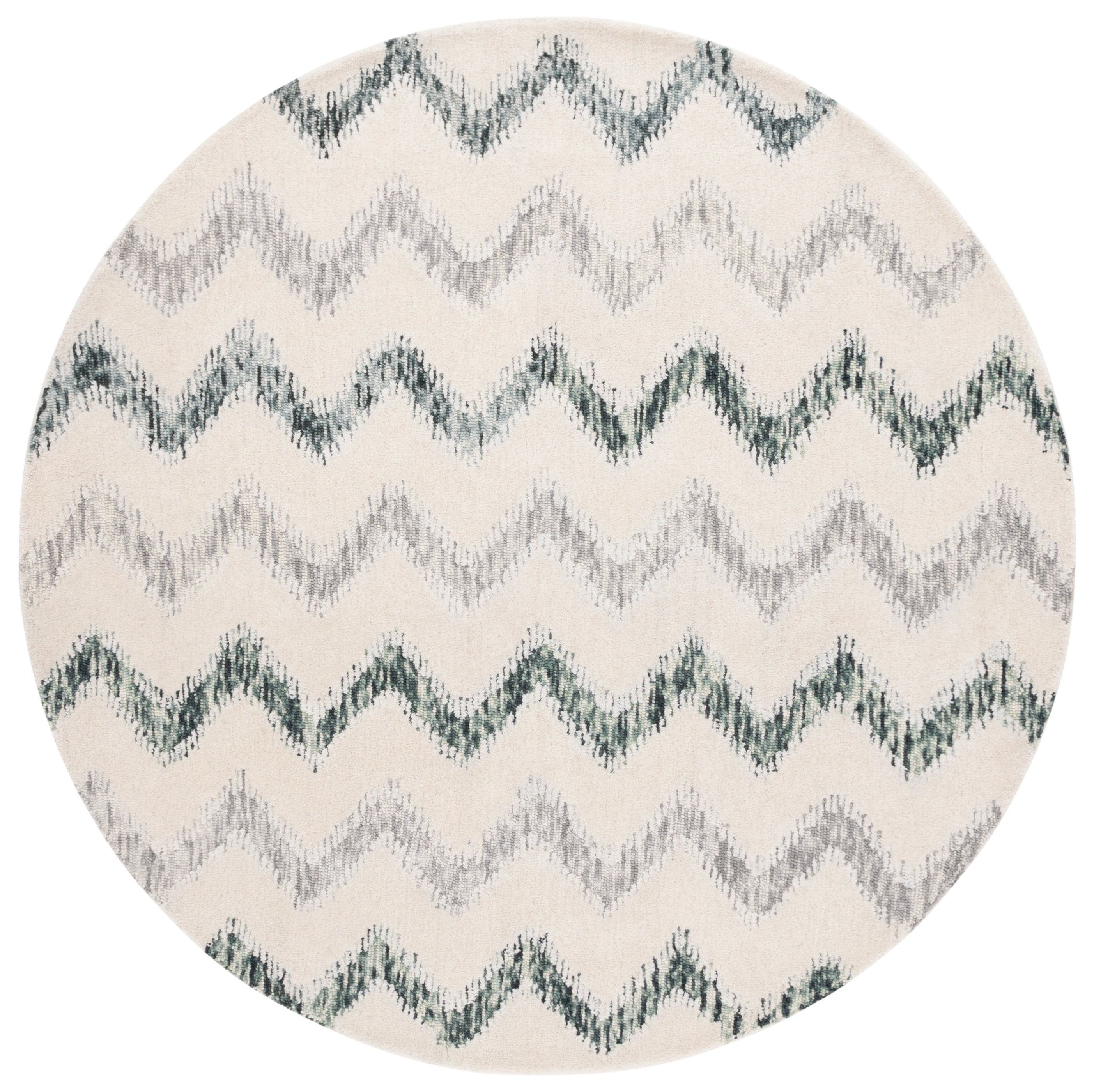 SAFAVIEH Soho Angela Zig-Zag Area Rug, Ivory/Gray, 6' x 6' Round ...