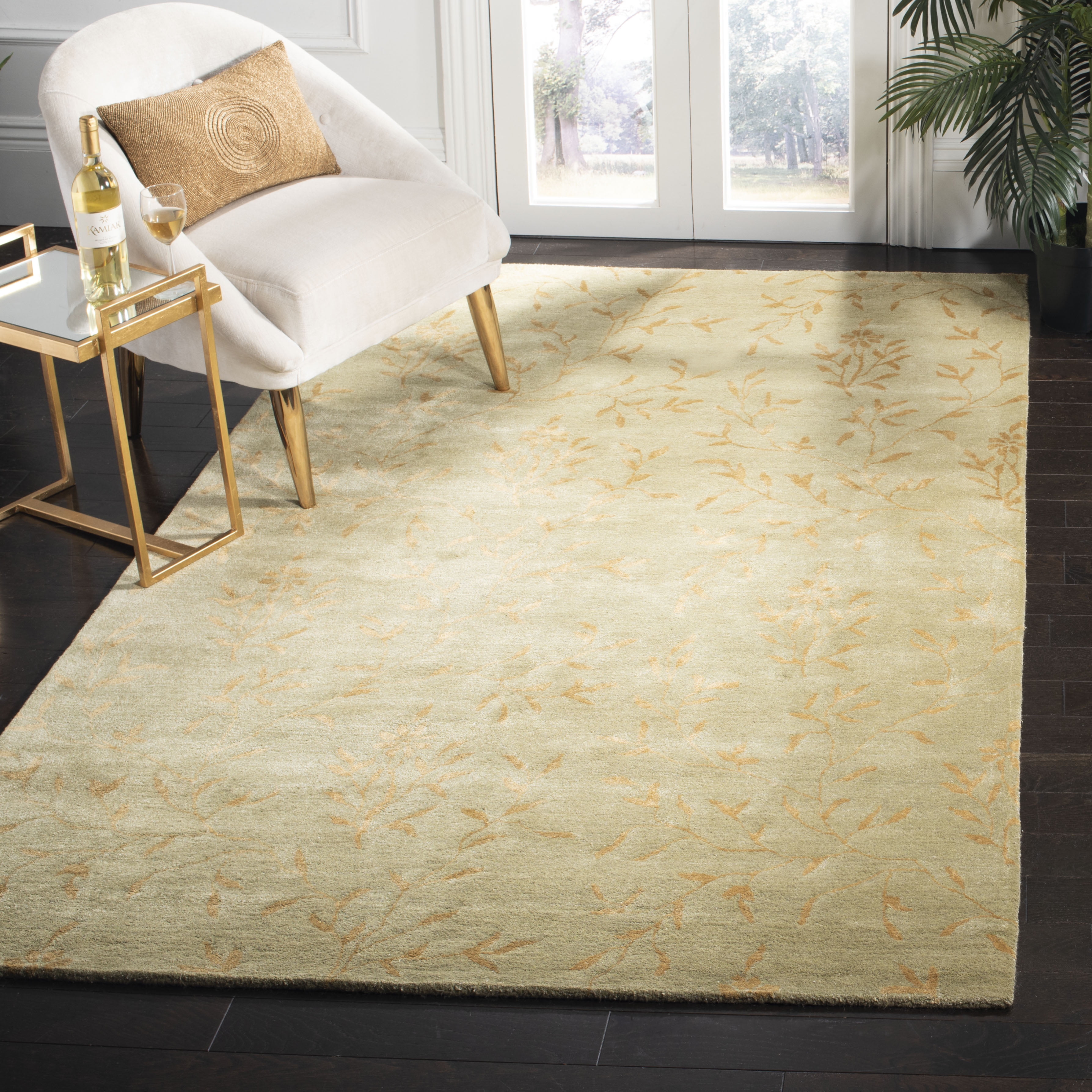 SAFAVIEH Soho Arthur Abstract Floral Wool Area Rug, Sage/Rust, 7'6" x 9 ...