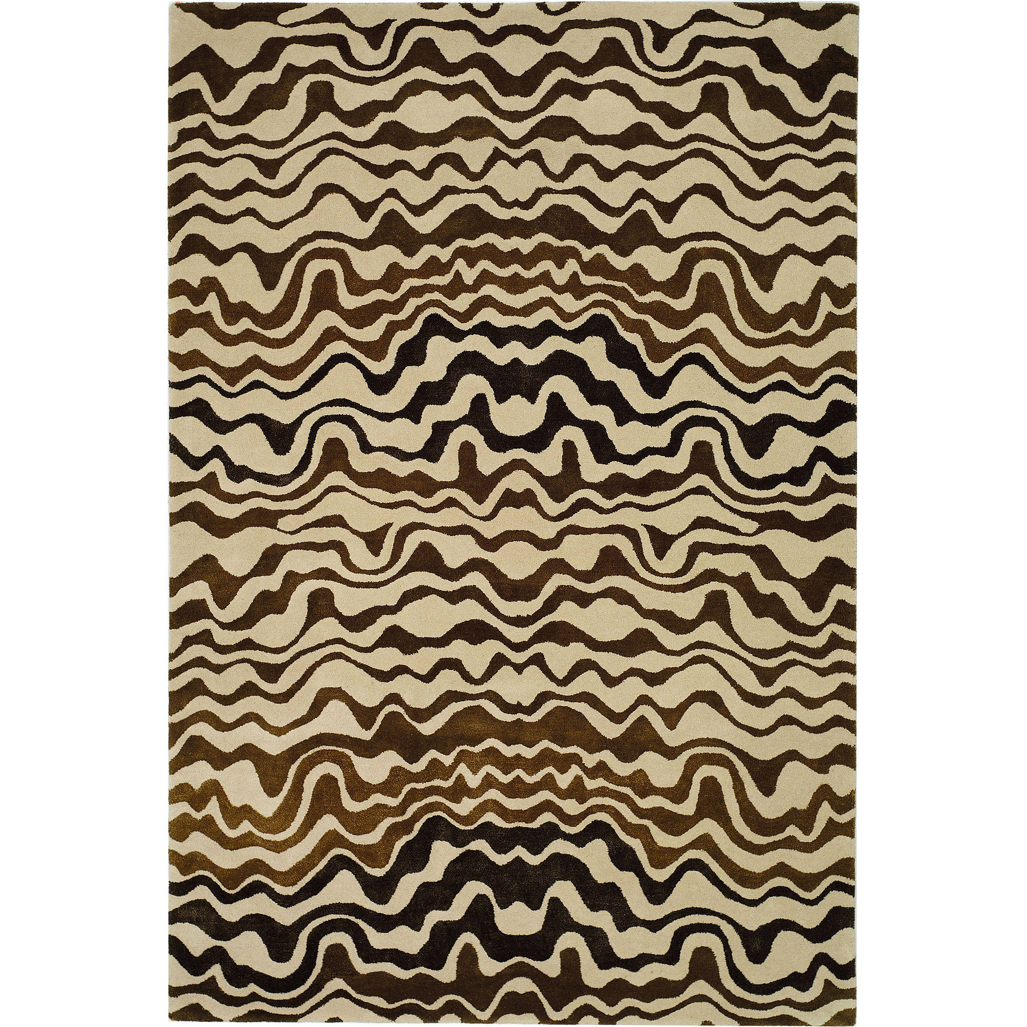 SAFAVIEH Soho Asa Geometric Wool Area Rug, Beige/Brown, 3'6" x 5'6 ...