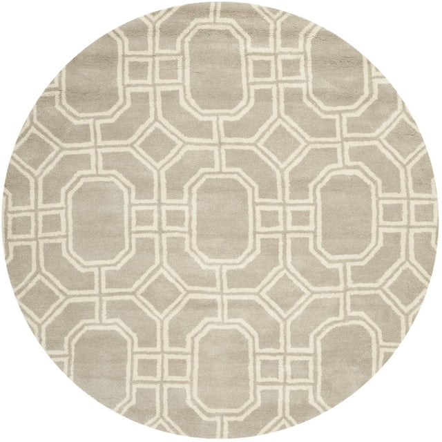 SAFAVIEH Soho Avery Geometric Wool Area Rug, Grey/Ivory, 6' x 6' Round ...