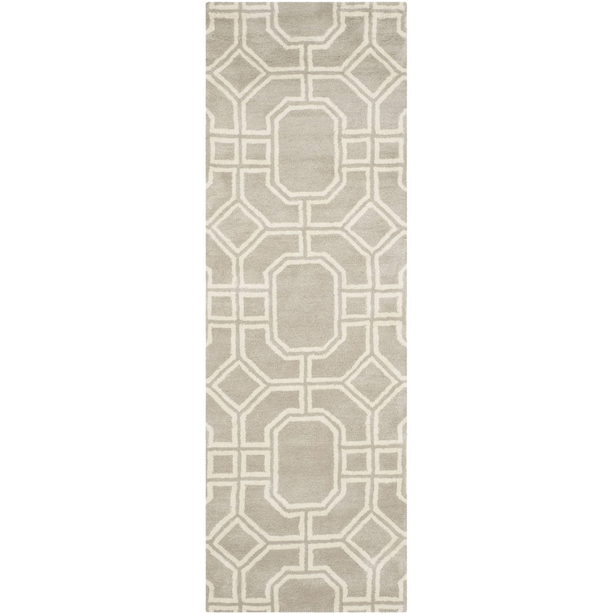 SAFAVIEH Soho Avery Geometric Wool Runner Rug, Grey/Ivory, 2'6" x 8 ...