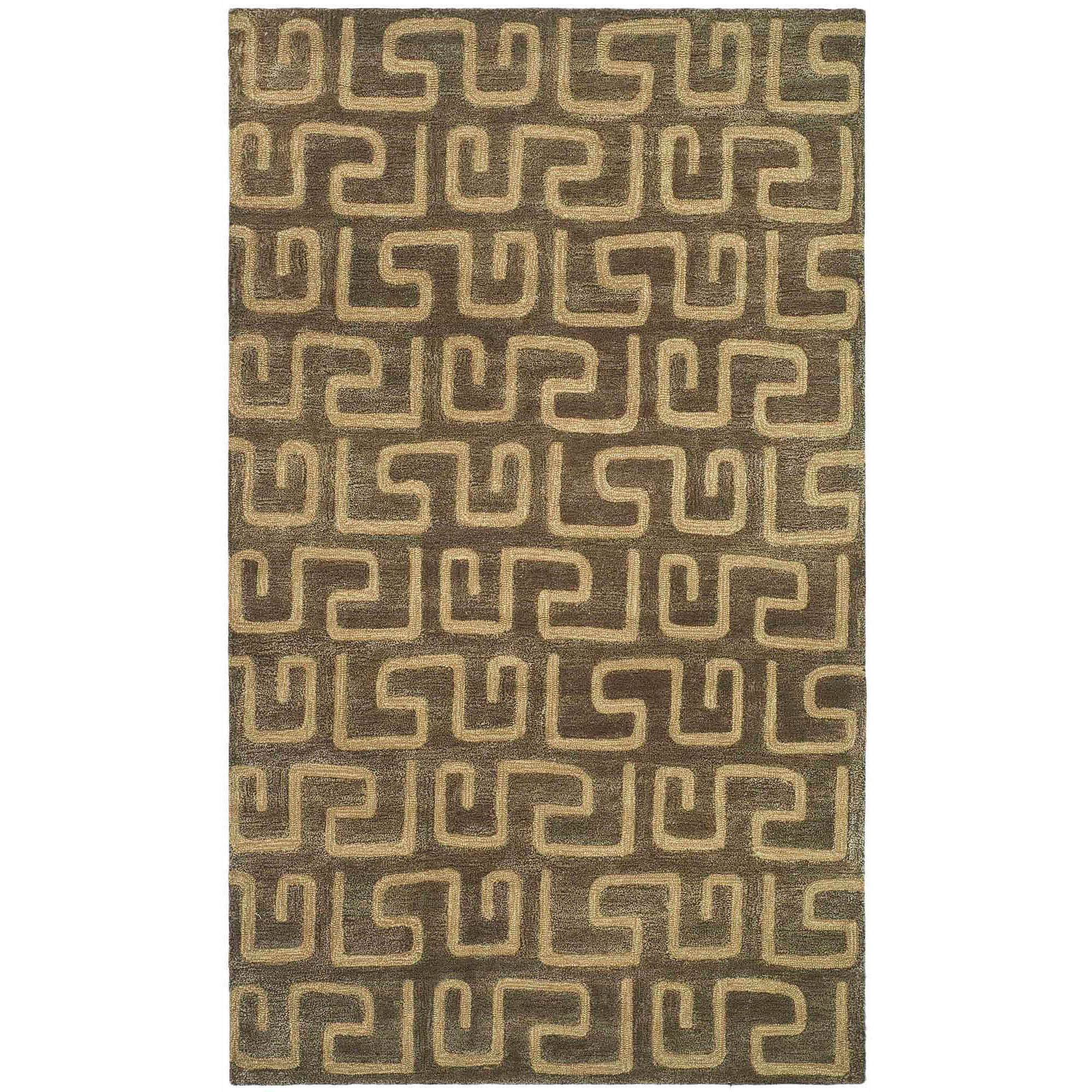 SAFAVIEH Soho Benson Geometric Wool Area Rug, Brown/Gold, 3'6" x 5'6 ...