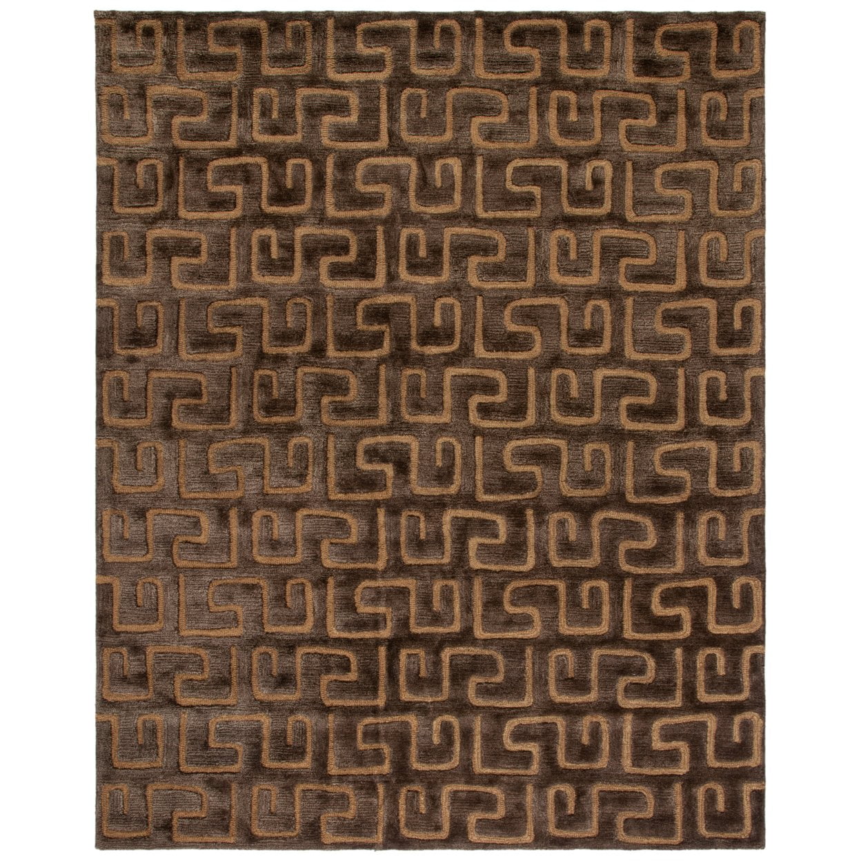 SAFAVIEH Soho Benson Geometric Wool Area Rug, Brown/Gold, 6' x 6' Round ...