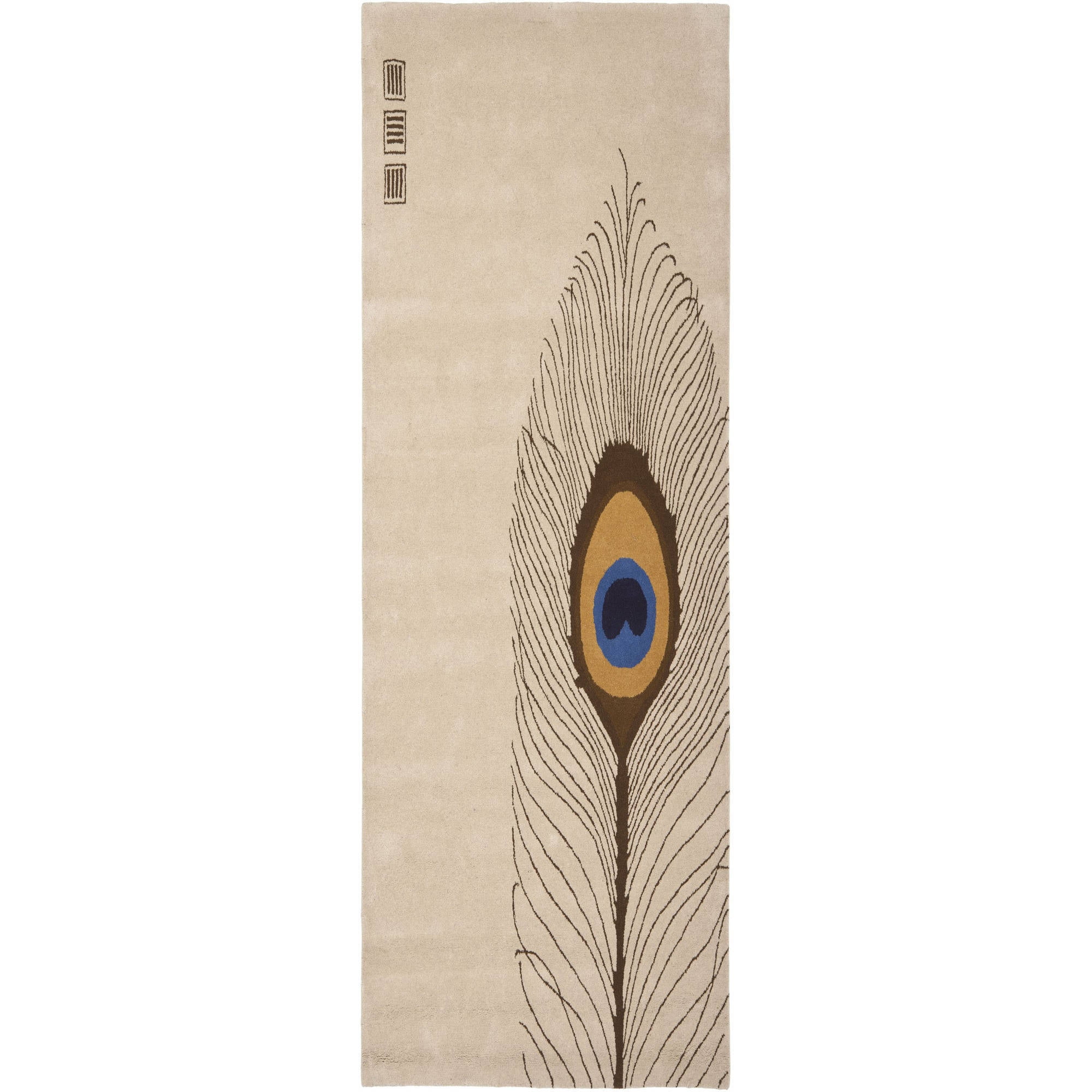 SAFAVIEH Soho Carleton Peacock Feather Wool Runner Rug, Beige/Brown, 2 ...