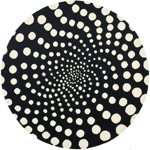 SAFAVIEH Soho Chloe Polka Dots Wool Area Rug, Black/Ivory, 6' x 6 ...