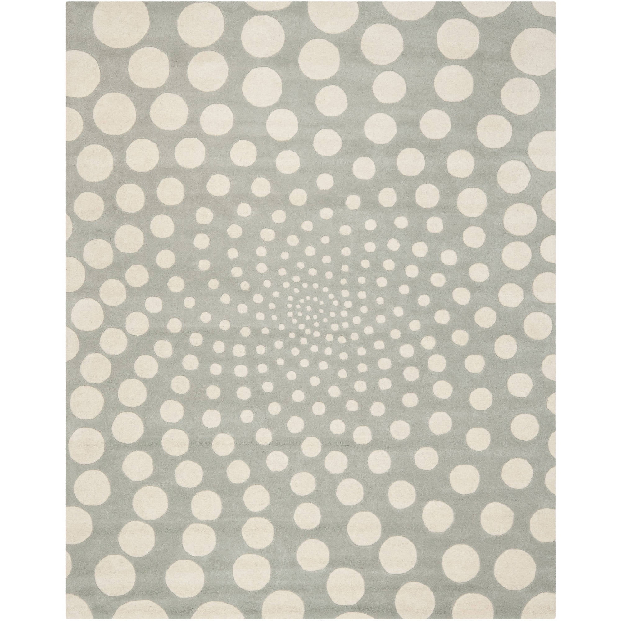 SAFAVIEH Soho Chloe Polka Dots Wool Area Rug, Grey/Ivory, 5' x 8 ...