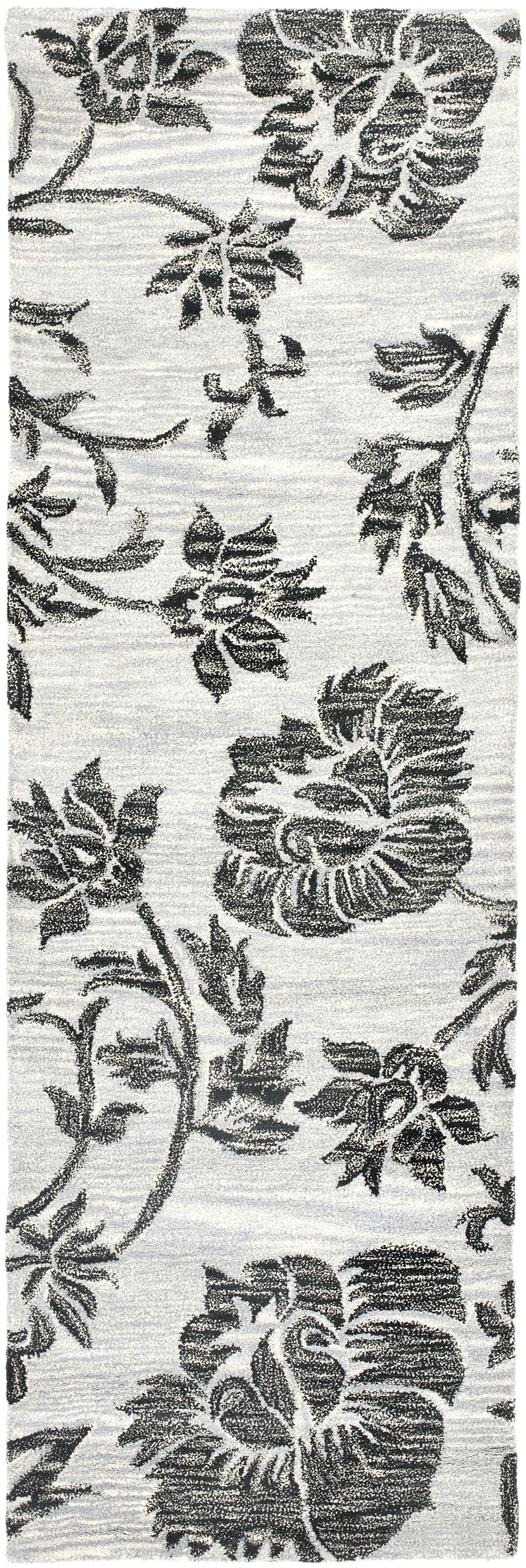 SAFAVIEH Soho Crystal Floral Wool Runner Rug, Grey/Black, 2'6" x 6 ...