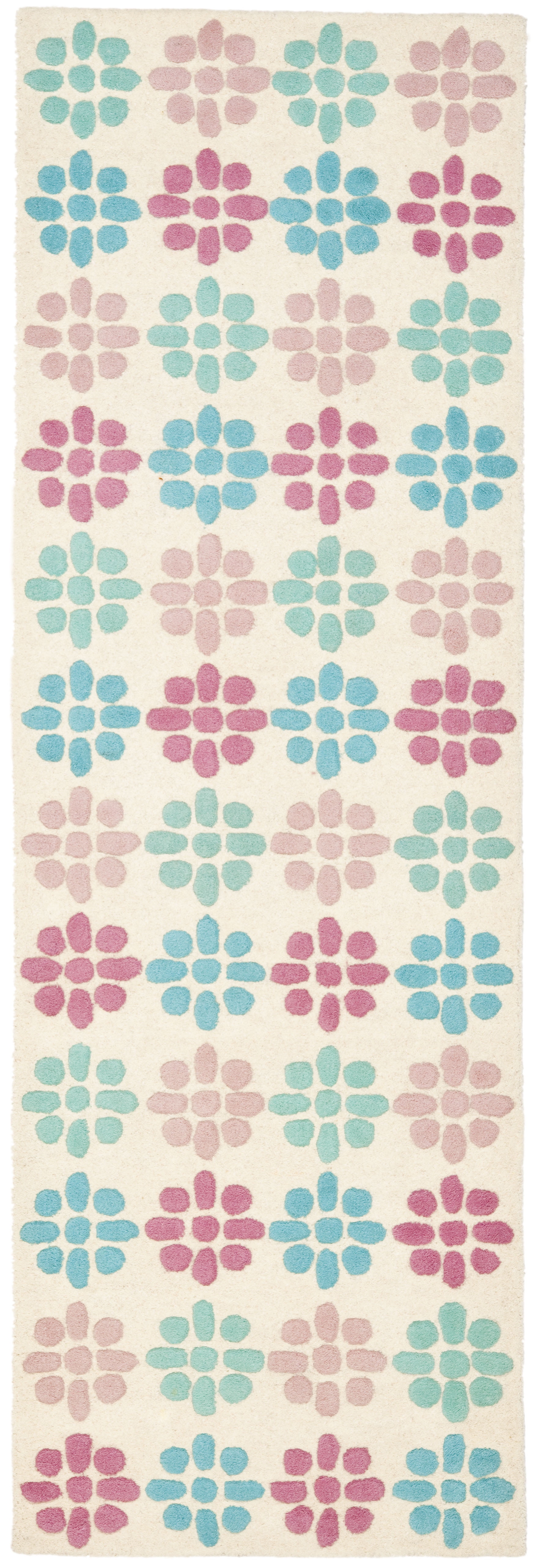 SAFAVIEH Soho Daisy Geometric Wool Runner Rug, Ivory/Multi, 2'6" x 8 ...