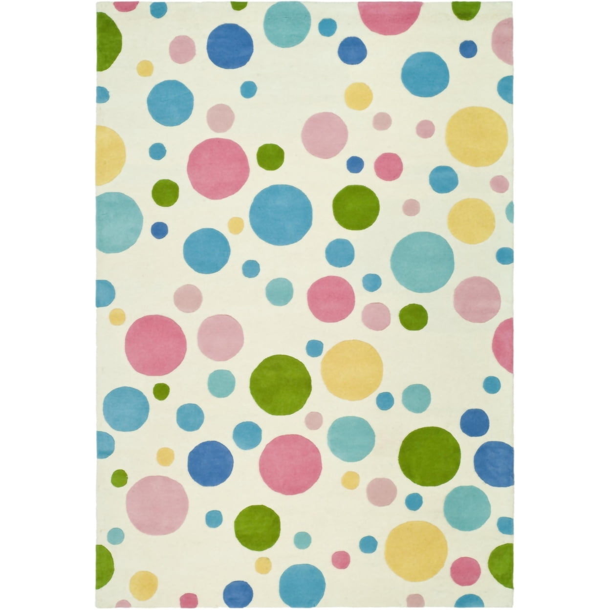 SAFAVIEH Soho Dots Polka Dots Wool Area Rug, Ivory/Multi, 6' x 6' Round ...