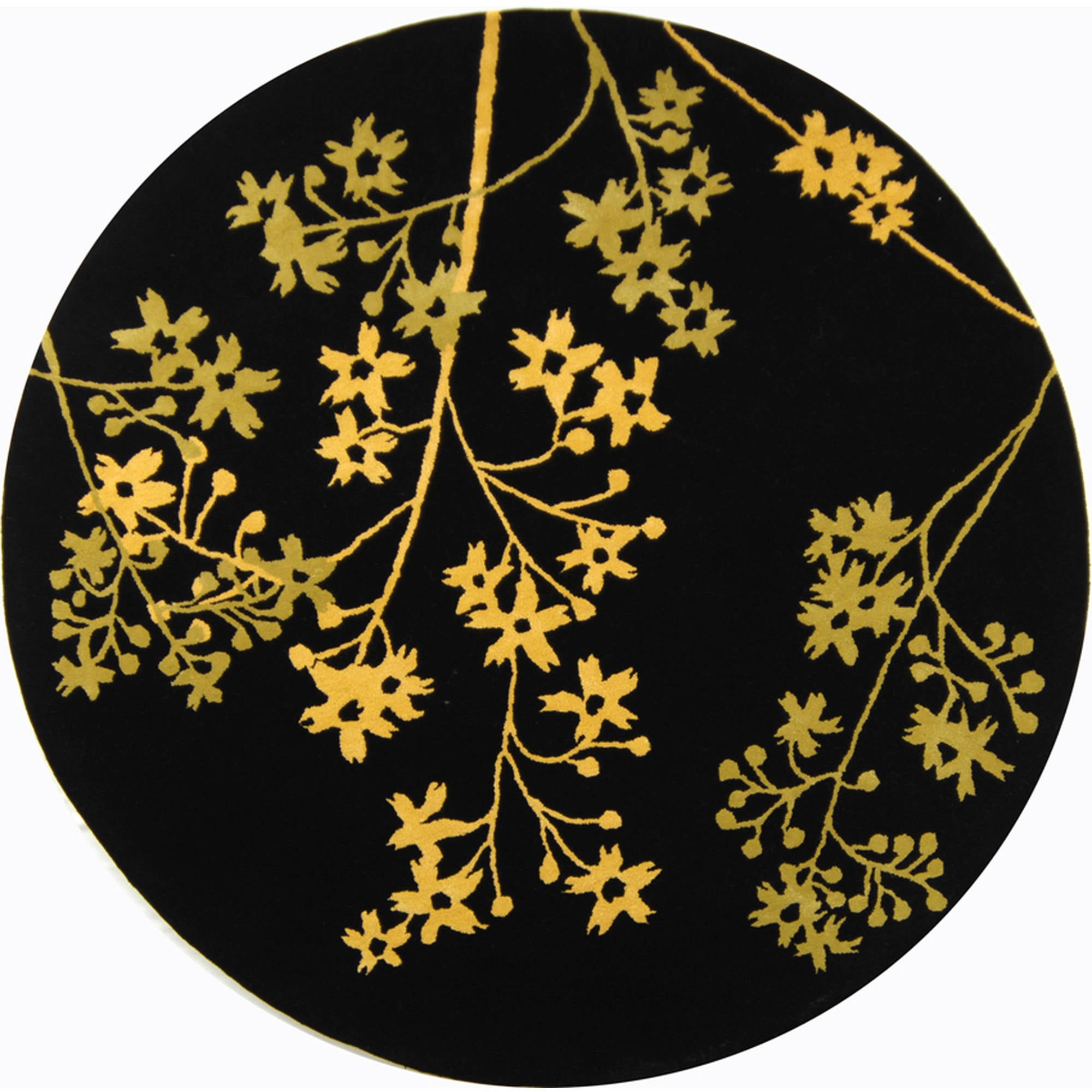 Safavieh Soho Emerald Floral Wool Area Rug, Round 8' x 8', Black Lime ...