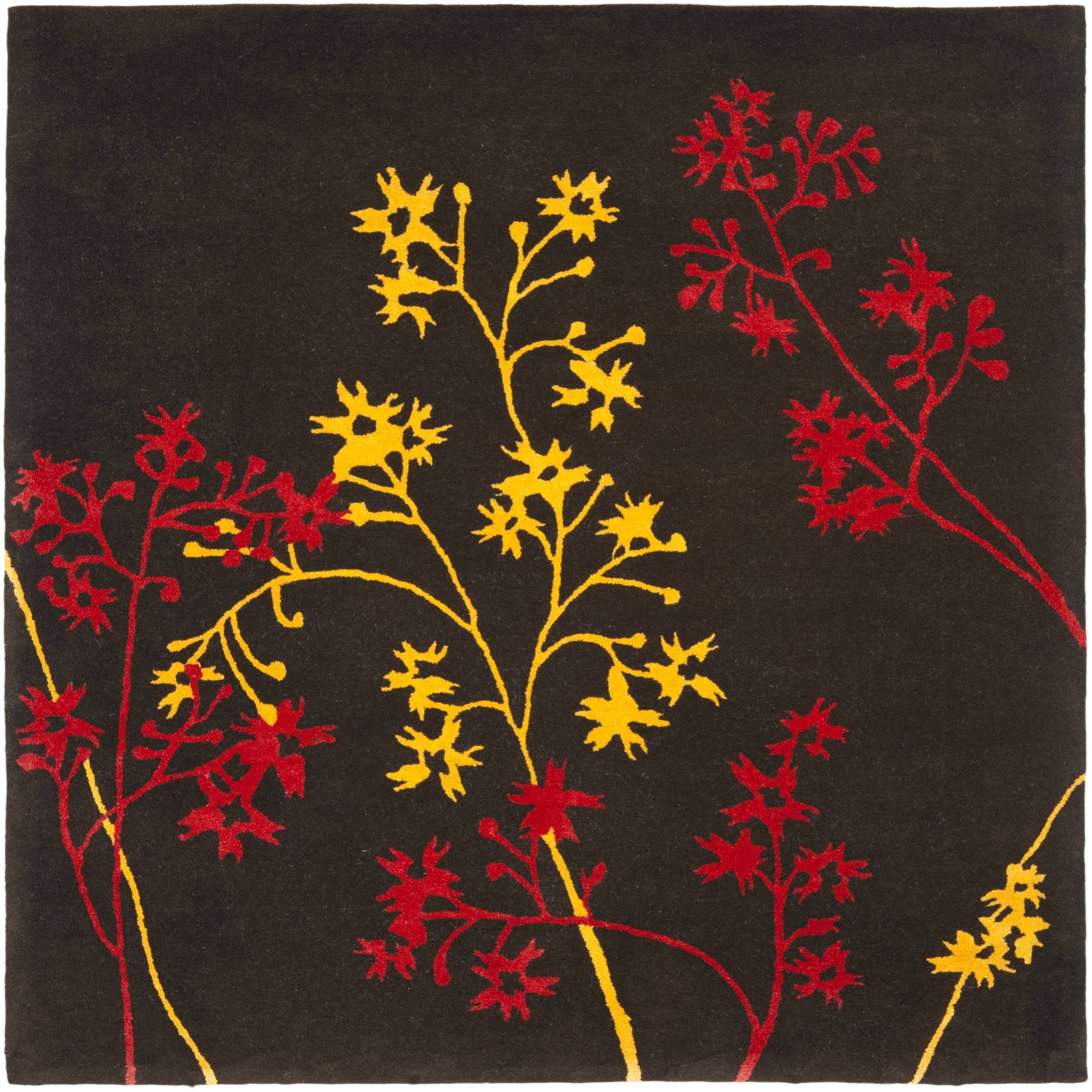 SAFAVIEH Soho Emerald Floral Wool Area Rug, Brown/Red, 6' x 6' Square ...