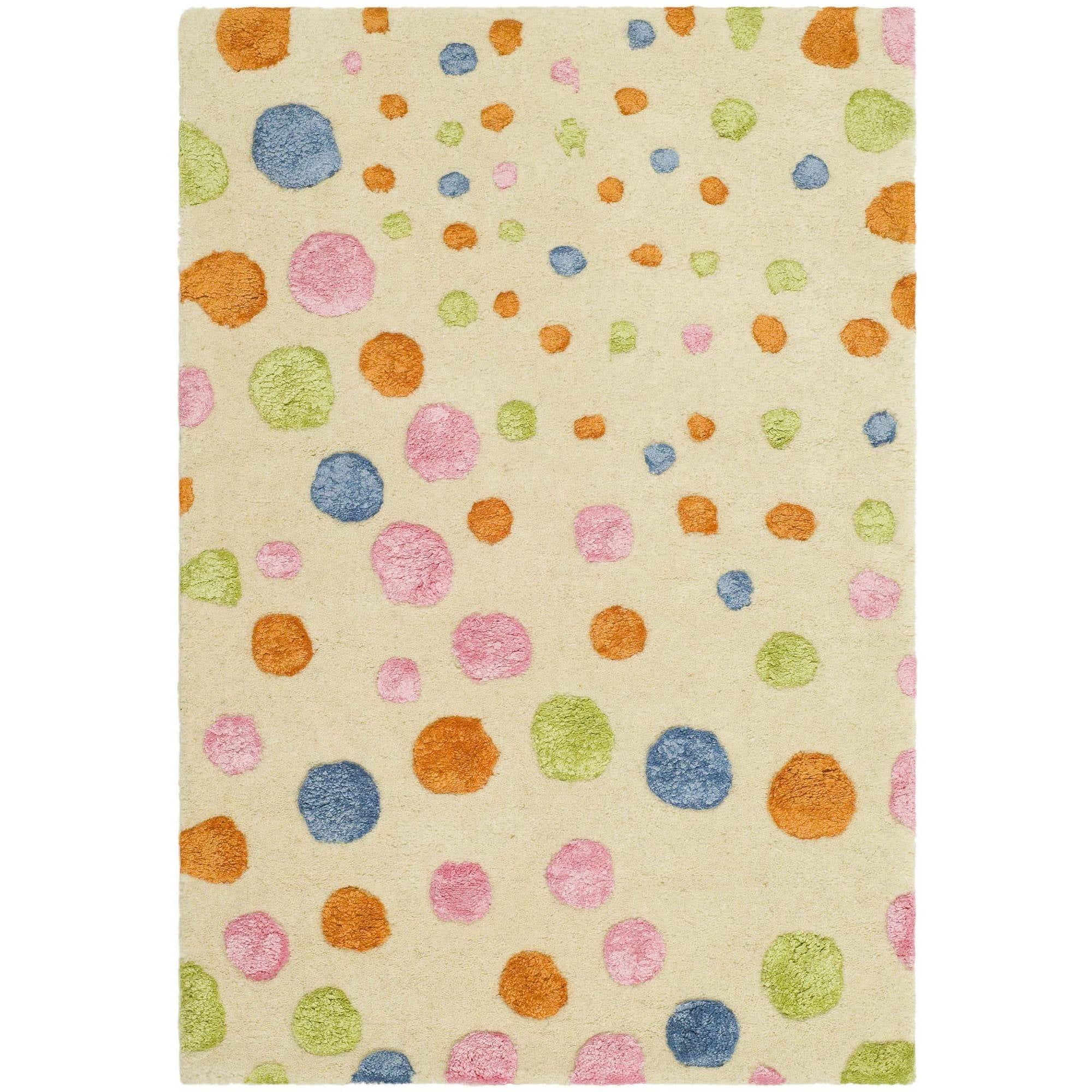 SAFAVIEH Soho Eric Polka Dots Wool Area Rug, Ivory/Multi, 2' x 3 ...