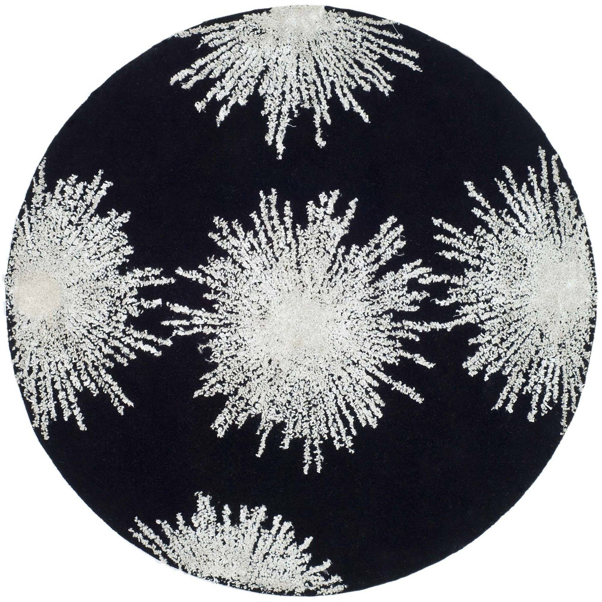 SAFAVIEH Soho Fiesta Celebration Wool Area Rug, Black/White, 8' x 8 ...