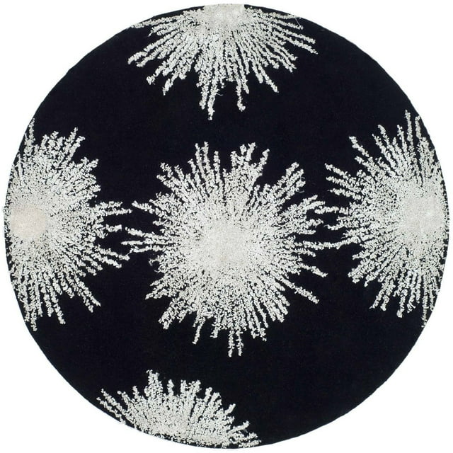 SAFAVIEH Soho Fiesta Celebration Wool Area Rug, Black/White, 8' x 8 ...