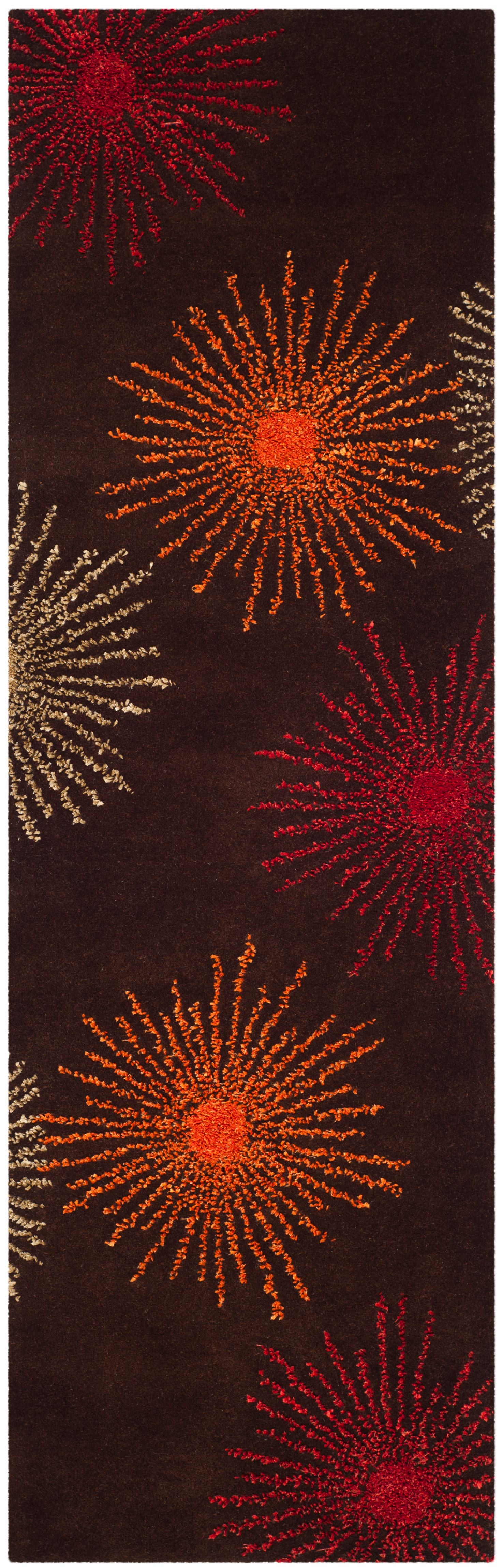 SAFAVIEH Soho Fiesta Celebration Wool Area Rug, Brown/Multi, 2'6" x 4 ...